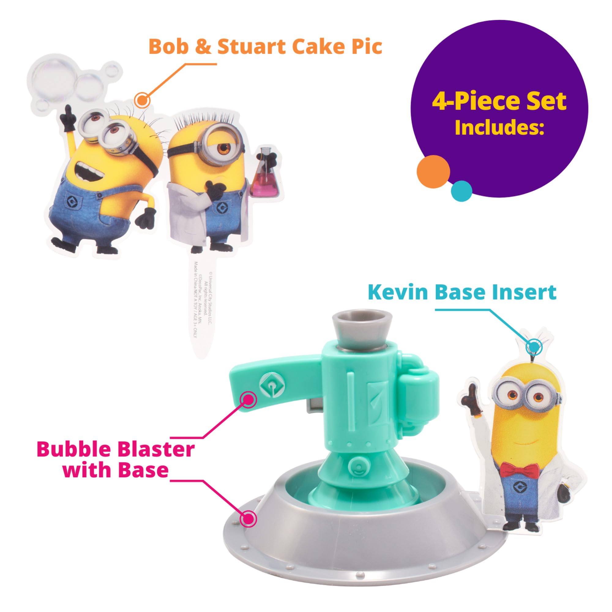 Snapklik.com : DecoSet Minions Fart Bubble Blaster Cake Topper, 4 Piece ...