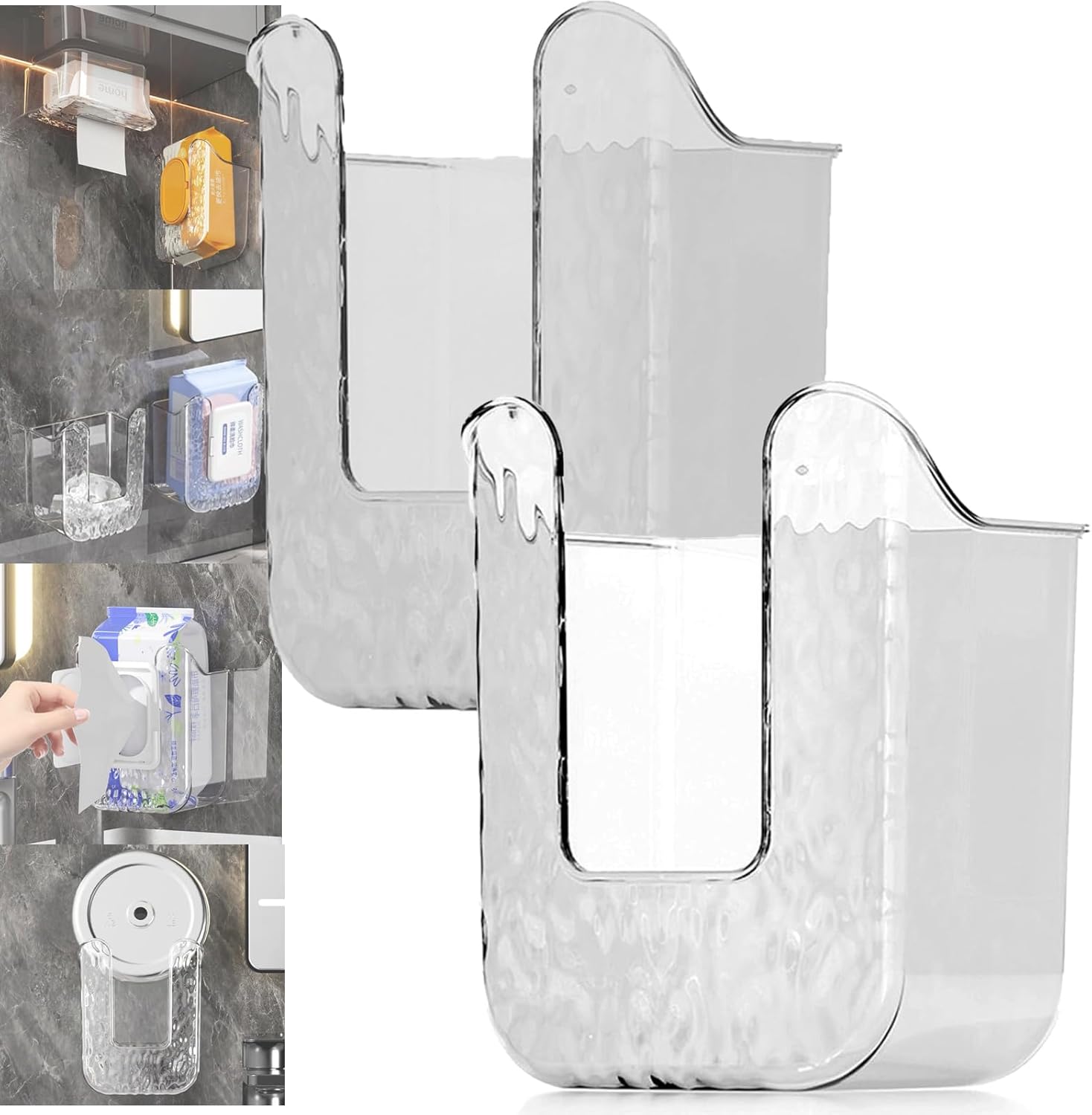 Amazon.com: 2Pack Kitchen Wipes Storage Box, Acrylic Solid Color Clear ...