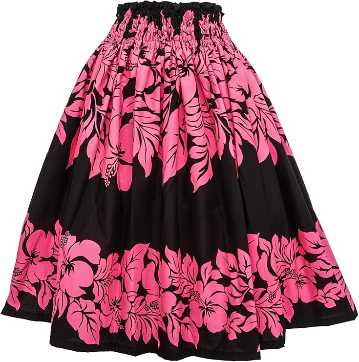 Aloha Outlet PAU Skirt - Hibiscus Pink & Black at Amazon Women’s ...