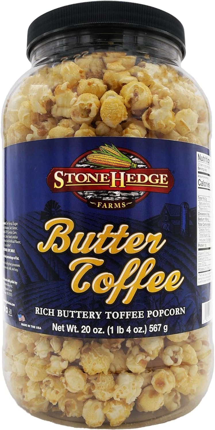 Amazon.com: Stonehedge Farms Butter Toffee Flavored Popcorn Barrel - 20 ...