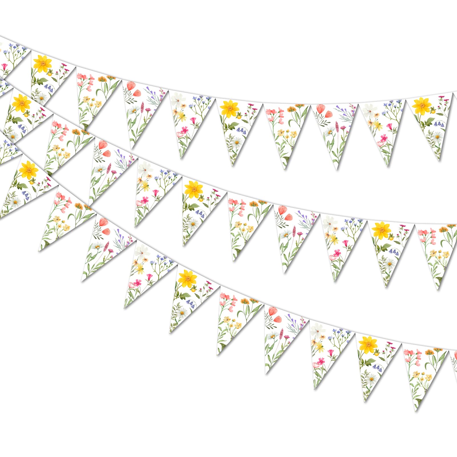 Amazon.com: 3 Pieces Wildflower Triangle Banner Pre-Strung Vintage ...