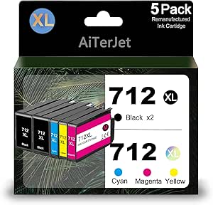 Amazon.com: 712XL Ink Cartridges Remanufactured 5PK 712 Ink Cartridge 80ml Replacement for HP ...