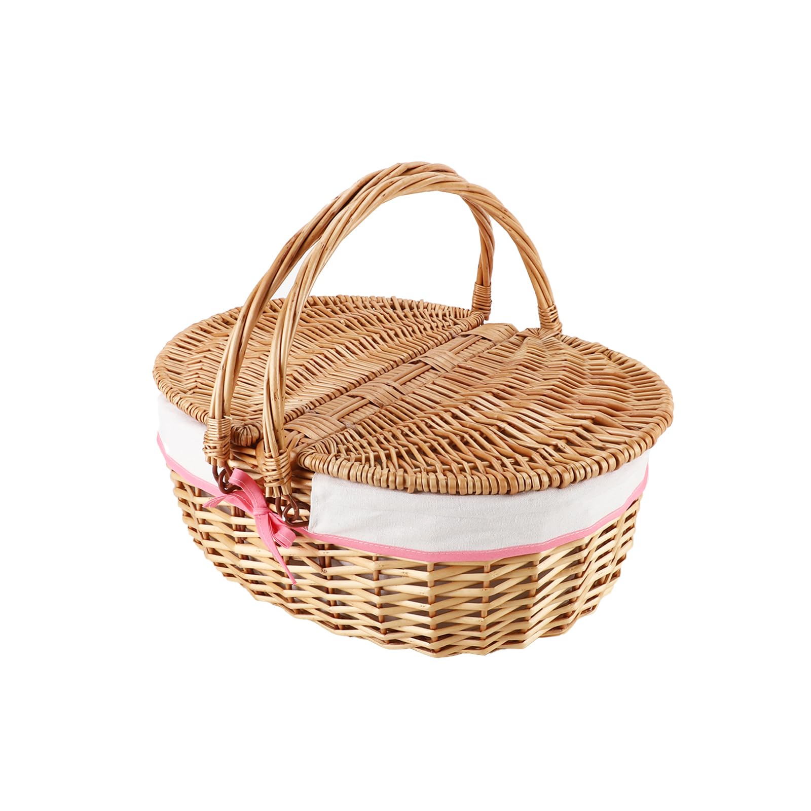 Amazon.com: JJSQ Wicker Picnic Basket with Lid & Handle Wicker Hand ...