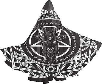 Amazon.com: YETTA YANG Baphomet Goat Satanic Pagan Halloween Hooded ...