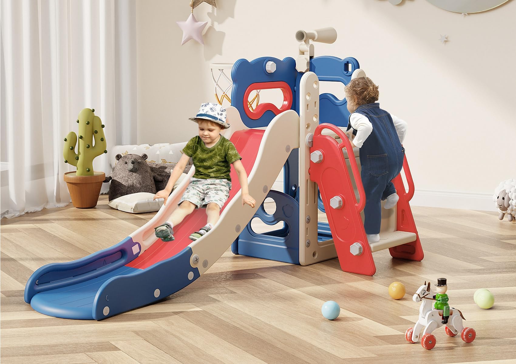 Amazon.com: Babytronic Toddler Slide, 6 in 1 Kids Indoor Slide for ...