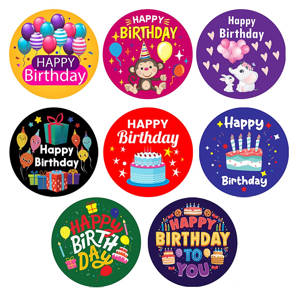 Pack of 48 Mixed Birthday Stickers for Children Self Adhesive (30 mm ...
