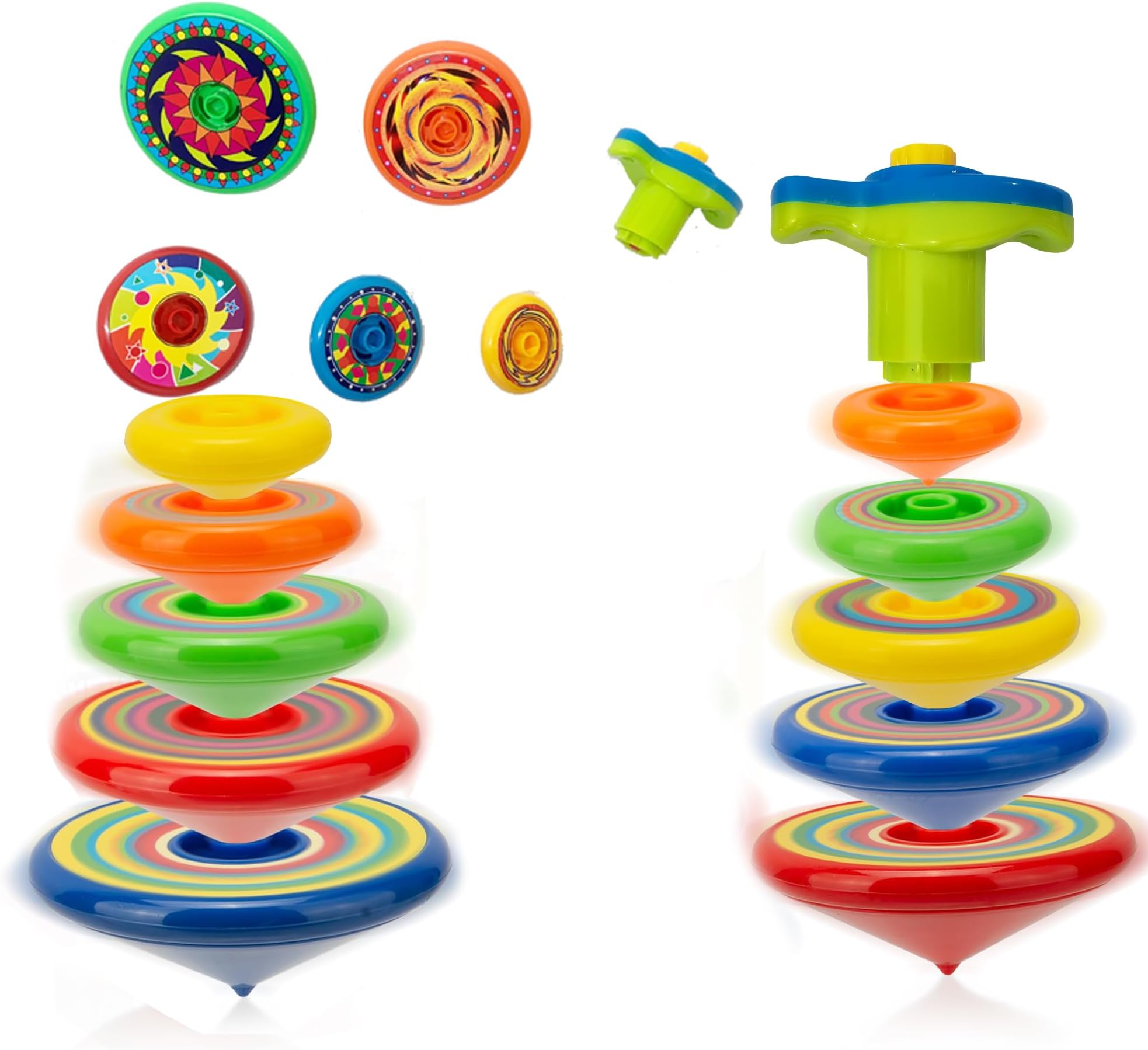 Spinning Tops for Kids, Fun Stocking Stuffers, 2 Sets of 5 UFO Spinning ...