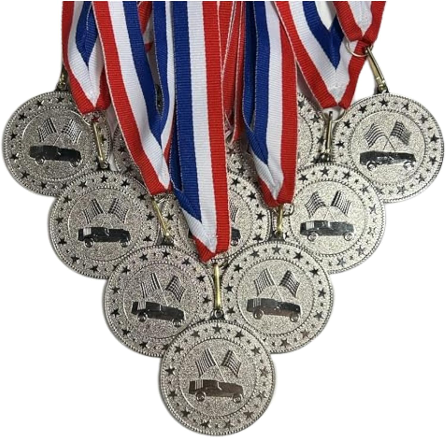 Amazon.com : Express Medals Silver Race Car Derby Medals Trophy Award ...