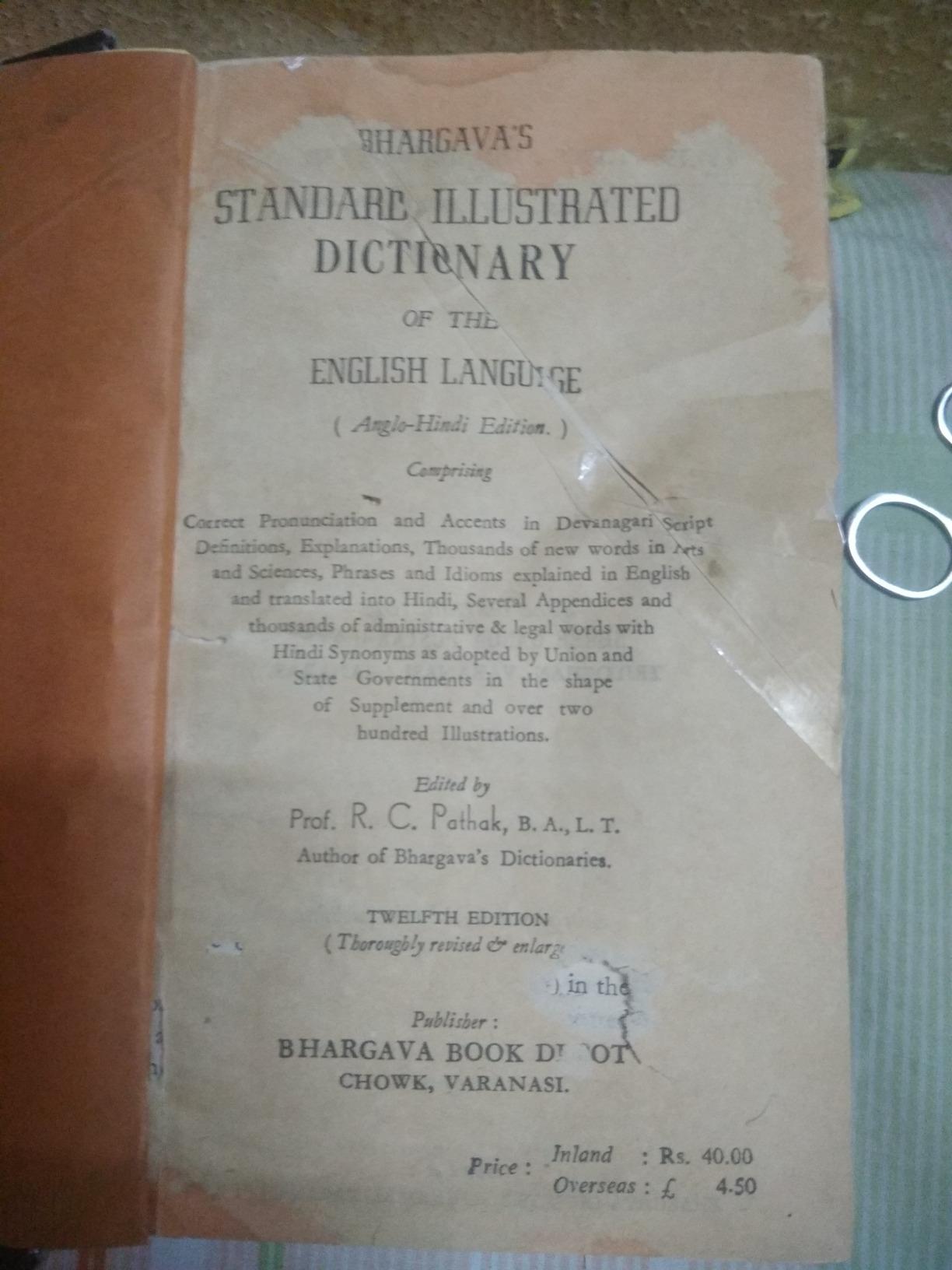 Bhargava's Standard Illustrated Dictionary of the Hindi Language ...