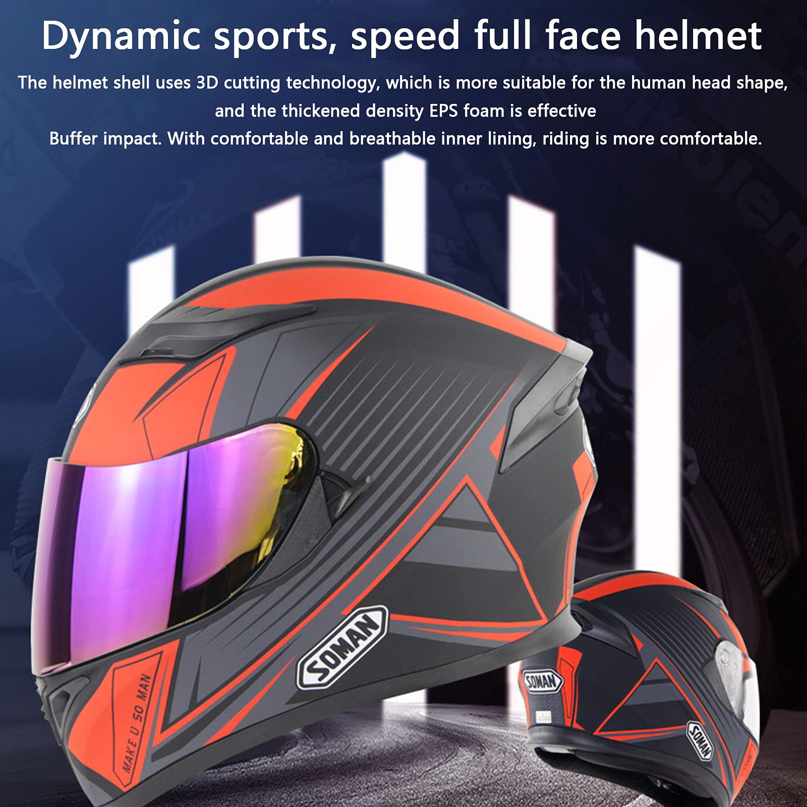 Motorbike Helmet Hanhua Adult Motorcycle Full Helmet, Cool Locomotive ...