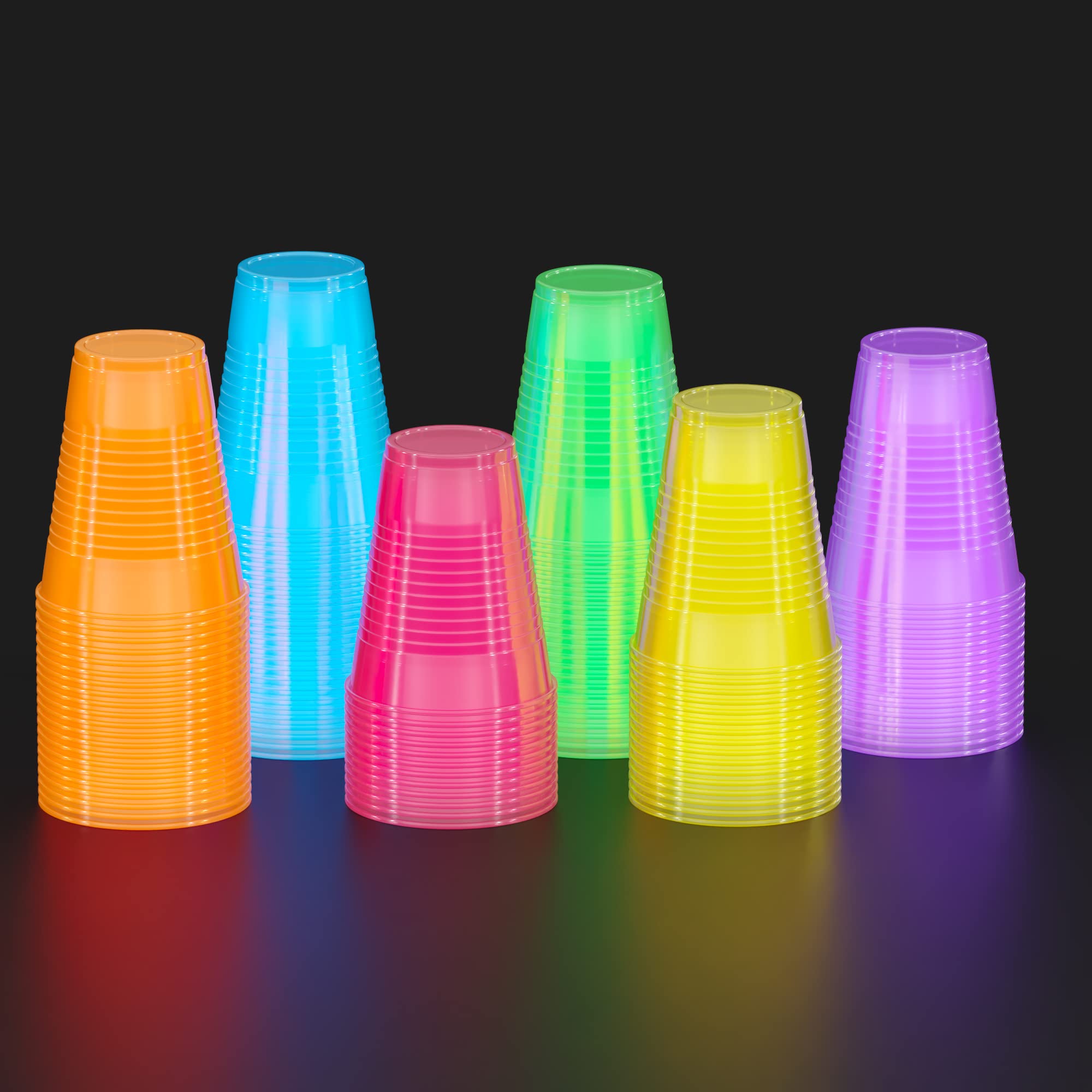Snapklik.com : Exquisite Neon Cups 120 Pack 12 Oz Colored Plastic Cups ...