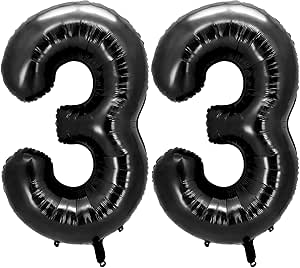 Amazon.com: GINZU Giant 40 Inch Black Number 33 Balloon Black 33th ...