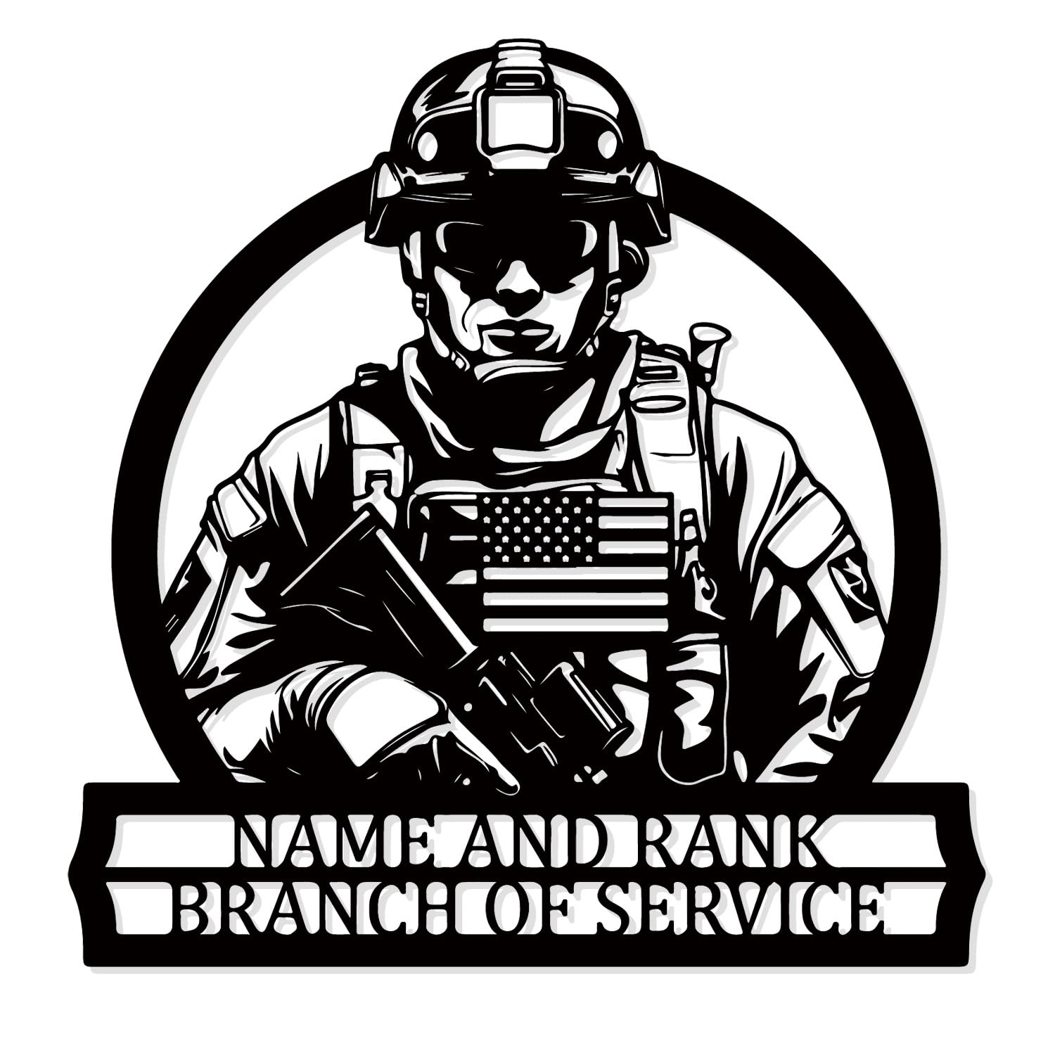 Amazon.com : MeigoArt Custom Us Soldier Military Metal Wall Art ...