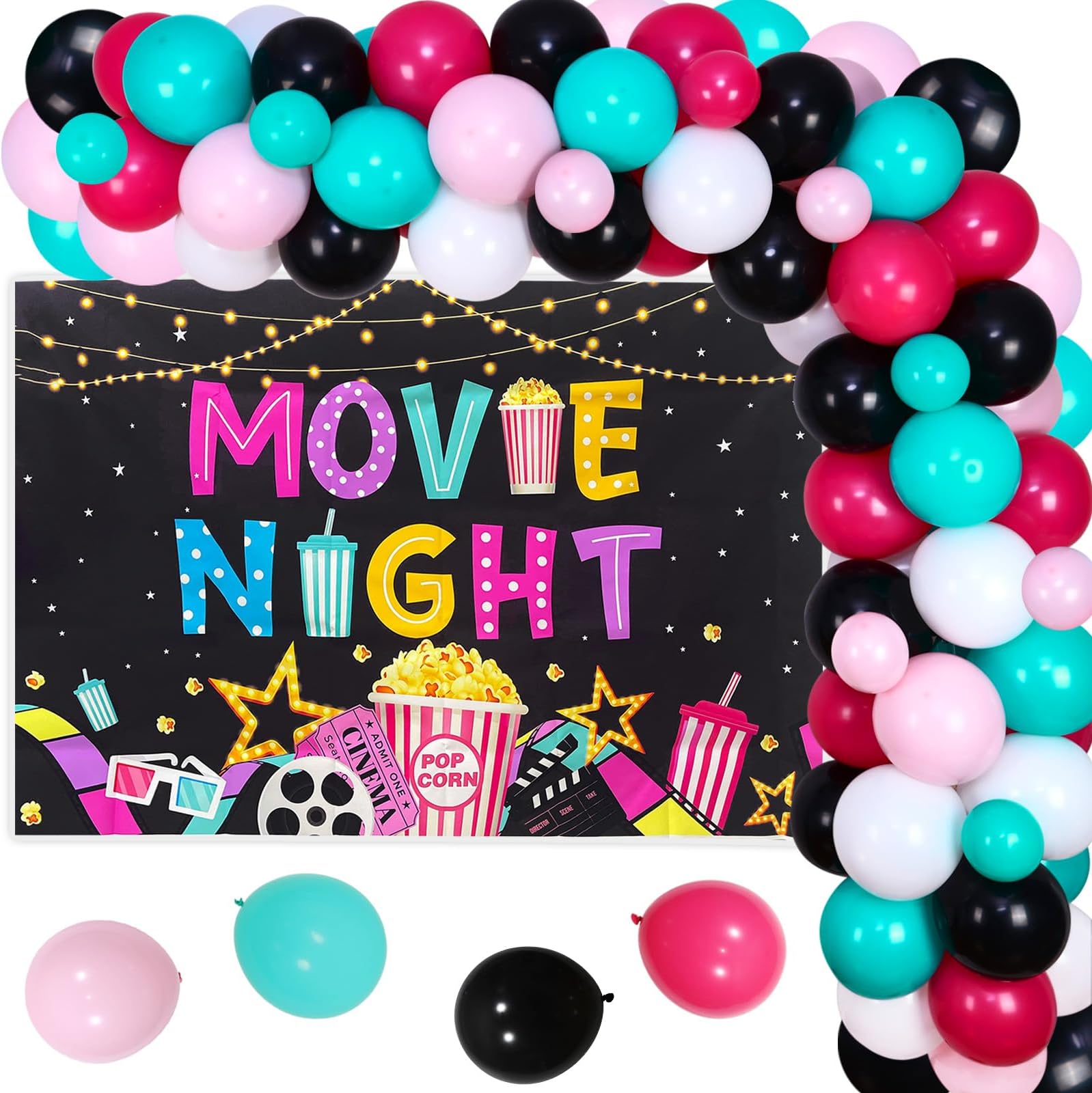 Amazon.com: K KUMEED Movie Night Party Decorations,Pink Movie Theme ...