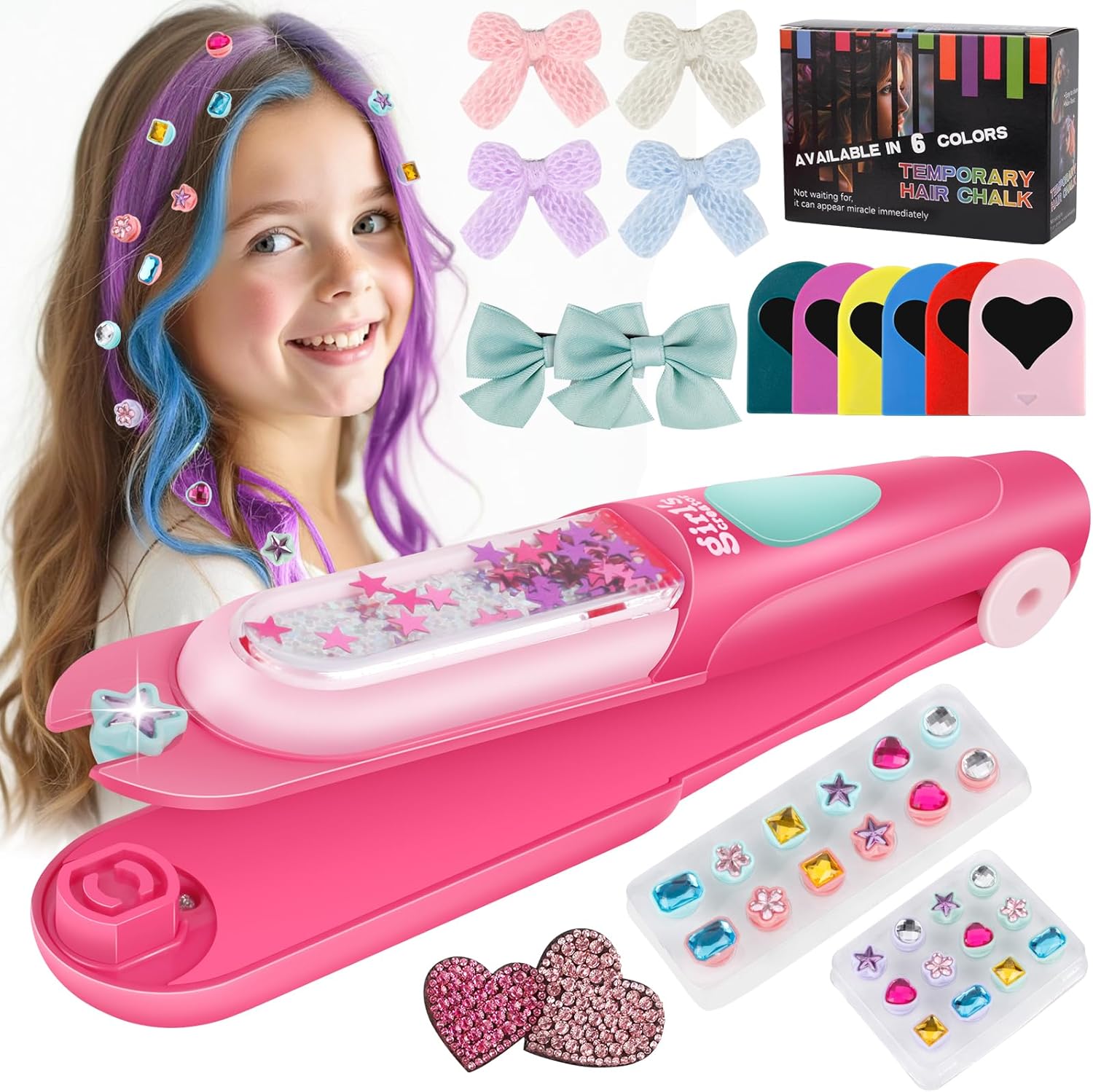 Amazon.com: Hair Gem Stamper Kit with Temporary Hair Chalk, Gem Stapler ...
