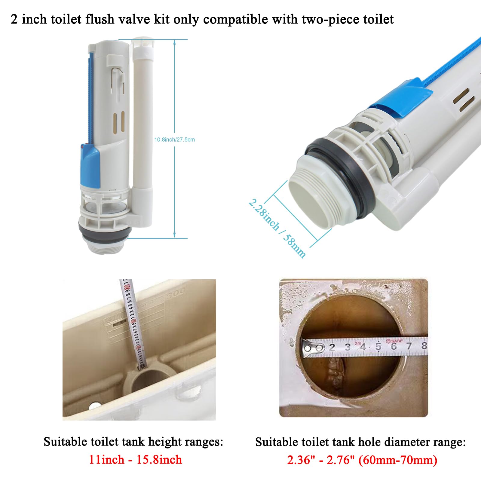 Snapklik.com : Teaayako Toilet Flush Valves 2-Inch Dual Flush Valve ...