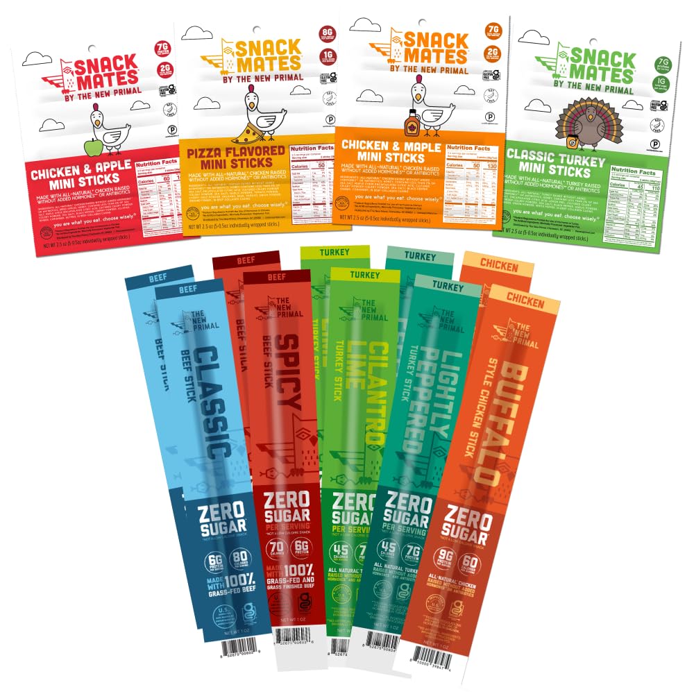 Amazon.com: The New Primal and Snack Mates Variety Pack, Meat Sticks ...