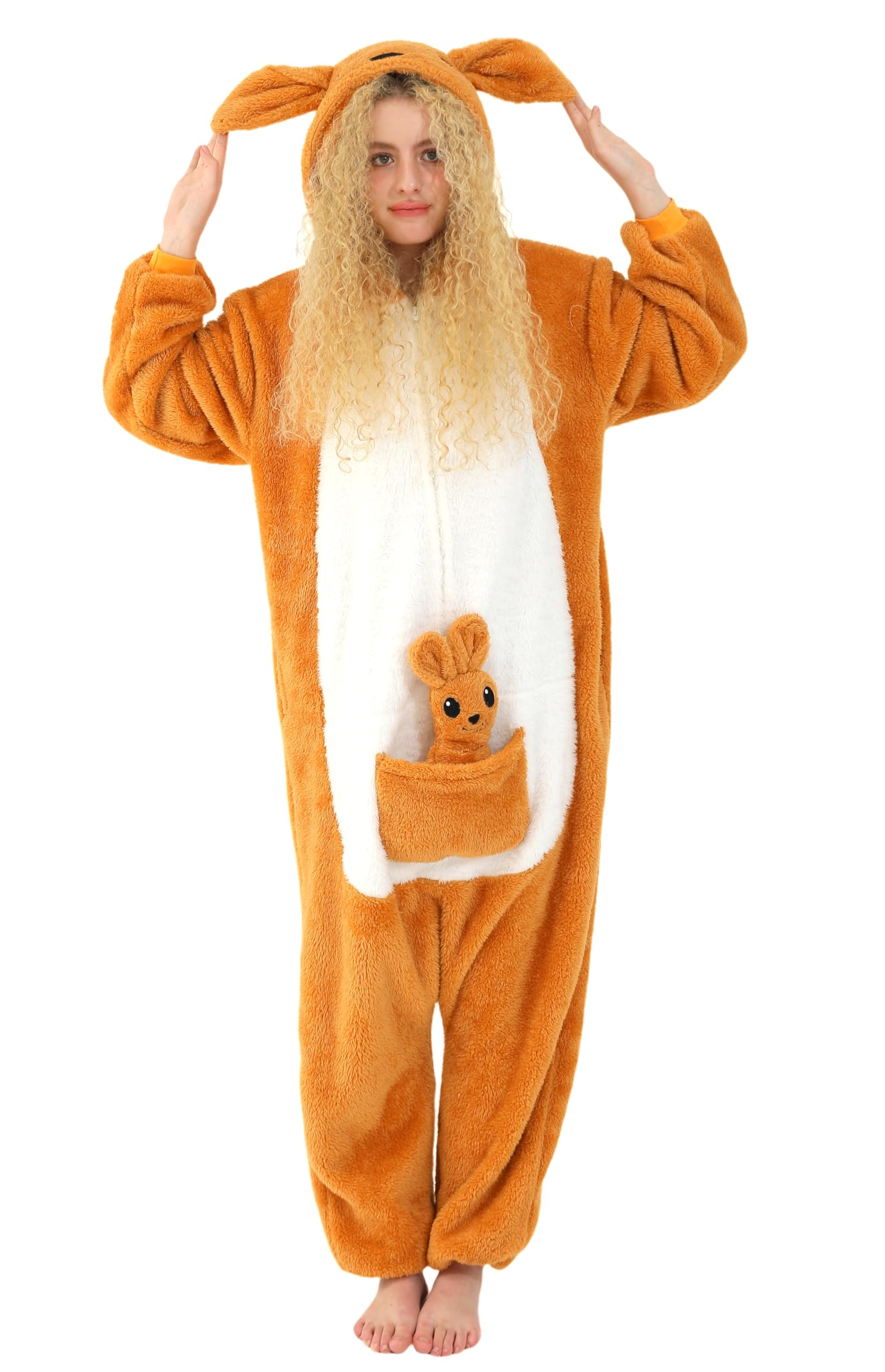 Snapklik.com : Kangaroo Onesie Costume Adult Plush Fleece Halloween ...