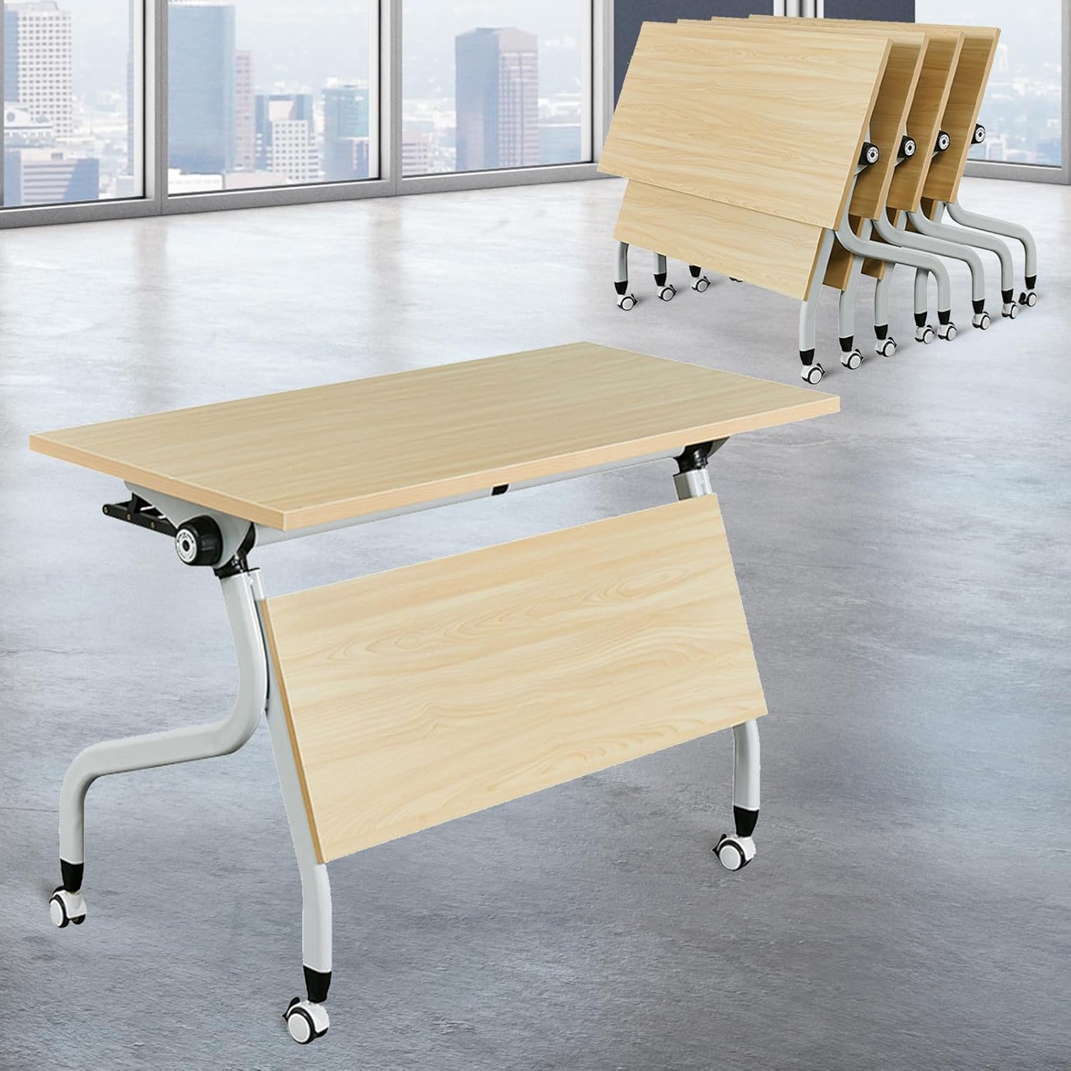 Amazon.com: Folding Conference Room Tables, Modern Office Flip Top ...
