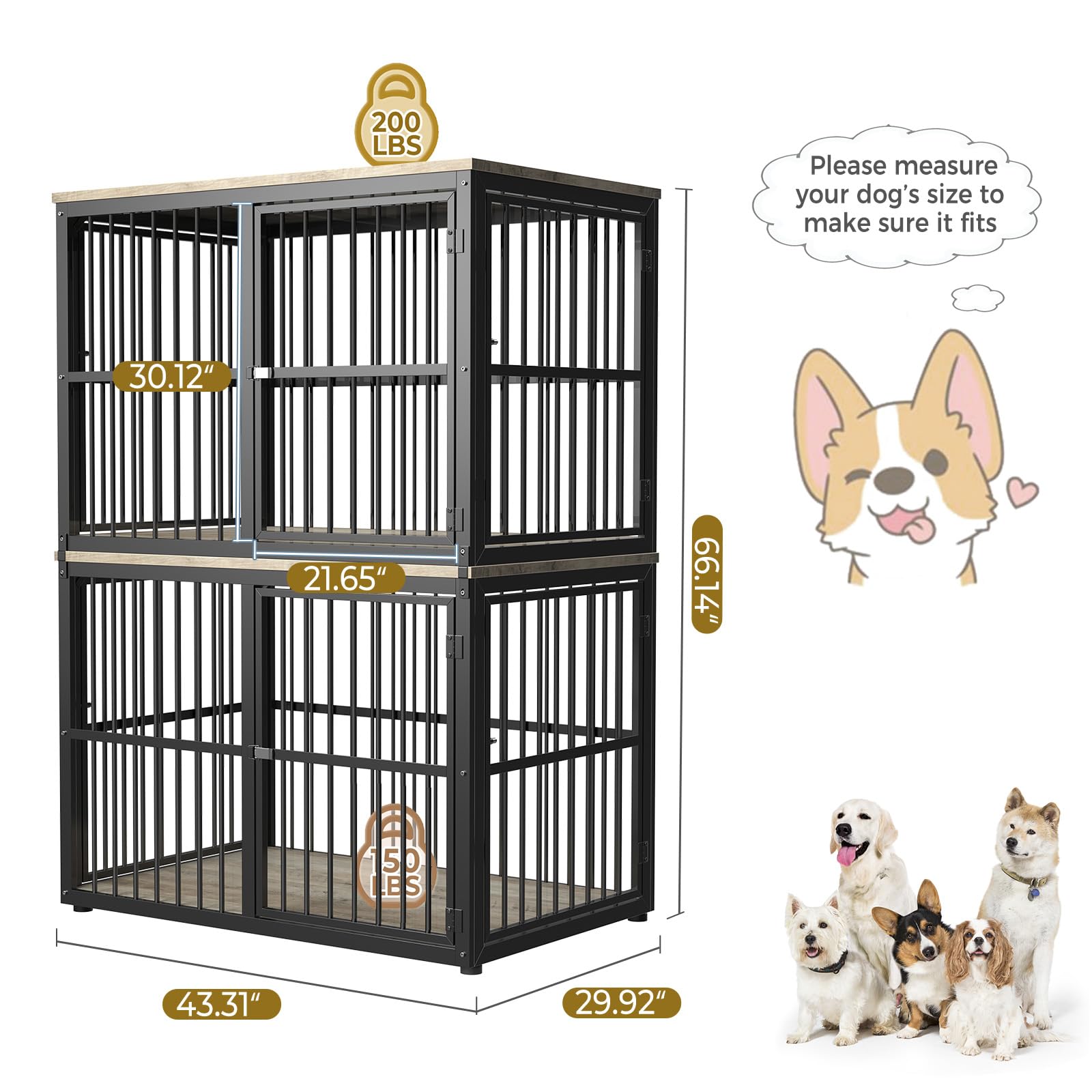 Snapklik.com : Lyromix 43 Stackable Dog Crate Furniture Large Breed
