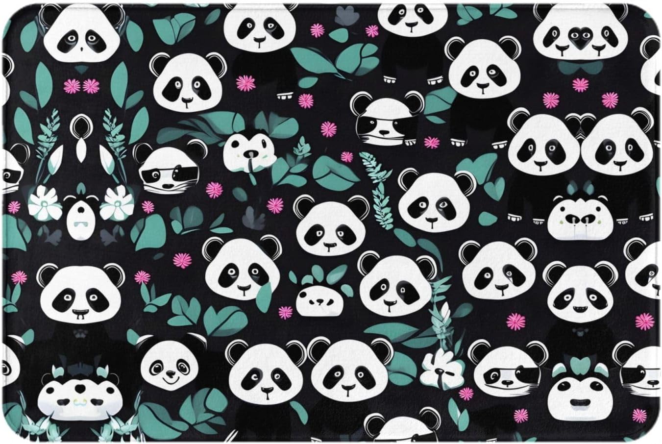 Amazon.com: Panda Cute Face Picture Welcome Non Slip Entryway Rugs for ...