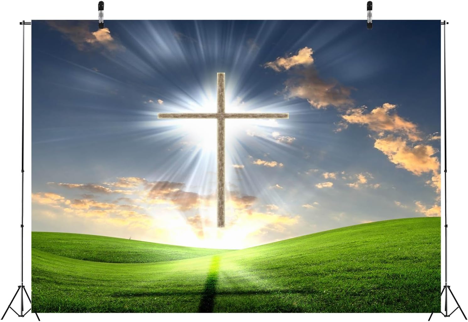 Amazon.com : BELECO 7x5ft Fabric Christian Cross Backdrop Holy Heaven ...