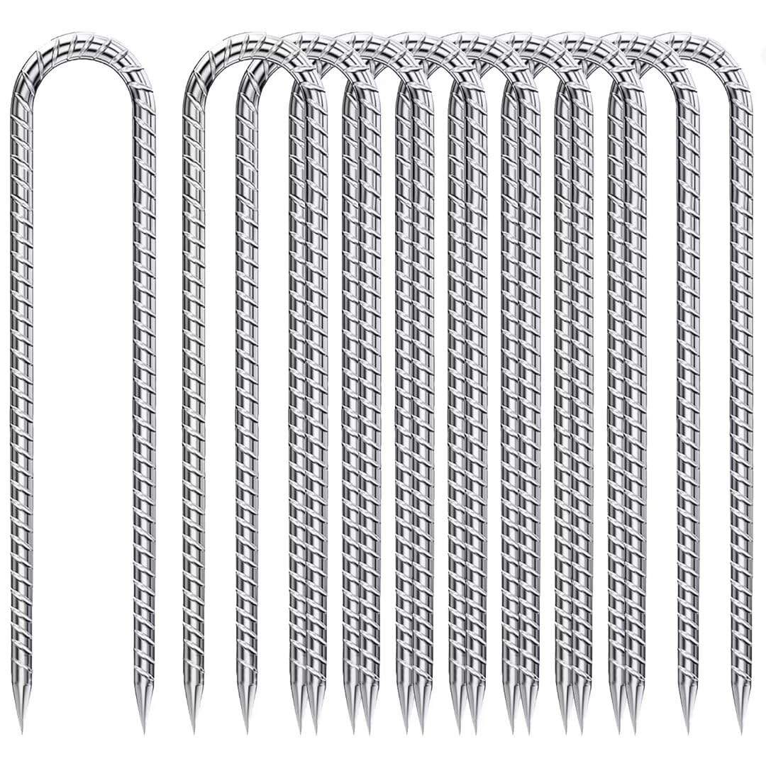 Amazon.com : Rebar-Stakes-12-Inch-U-Shaped, Ground Stakes Heavy Duty ...