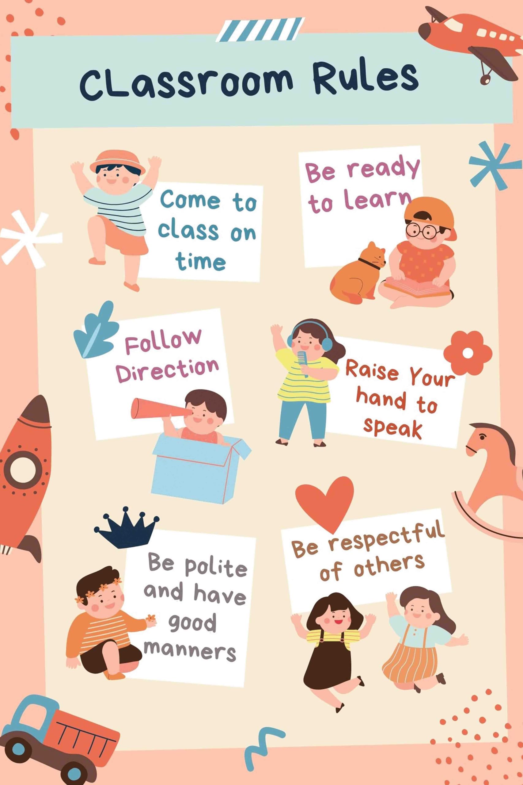 Yellow Alley Poster For Kids Learning|6 Classroom Rules|Educational ...