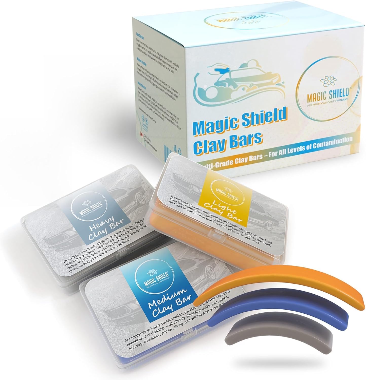 Magic Shield Clay Bar Triple Pack - 100g Each of Light, Medium & Heavy ...