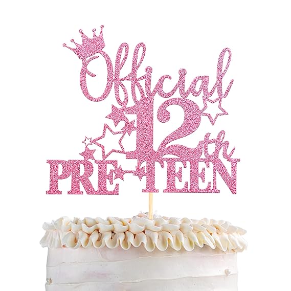 Amazon.com: 1 Pack Official Pre-teen 12 Cake Topper Glitter Happy 12th ...