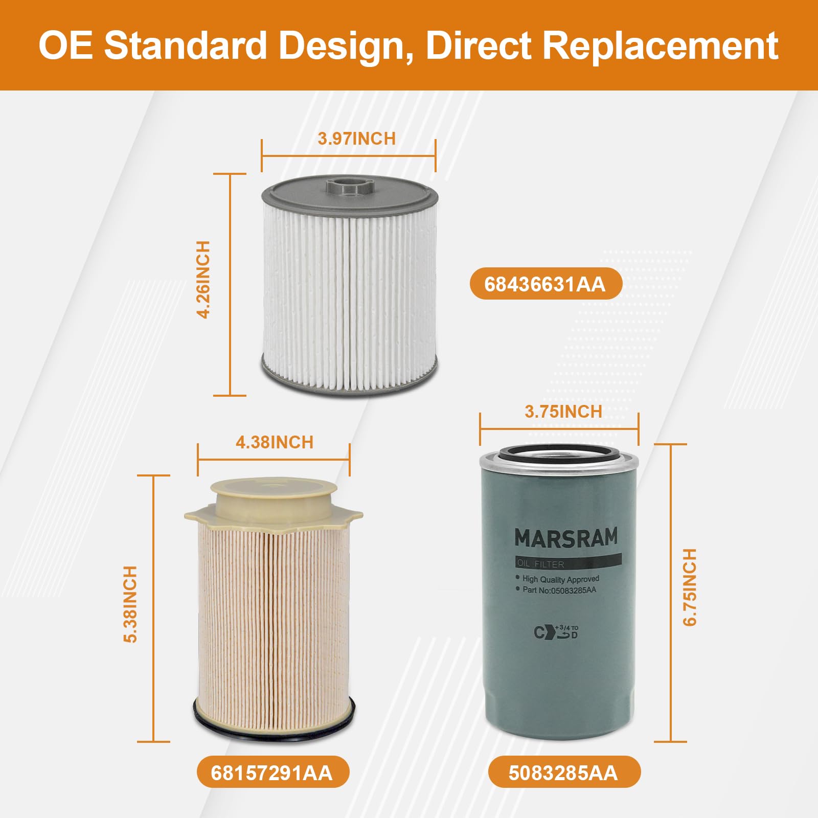 Snapklik.com : Marsram 6.7 Cummins Fuel Filter And Oil Filter Kit Fits ...