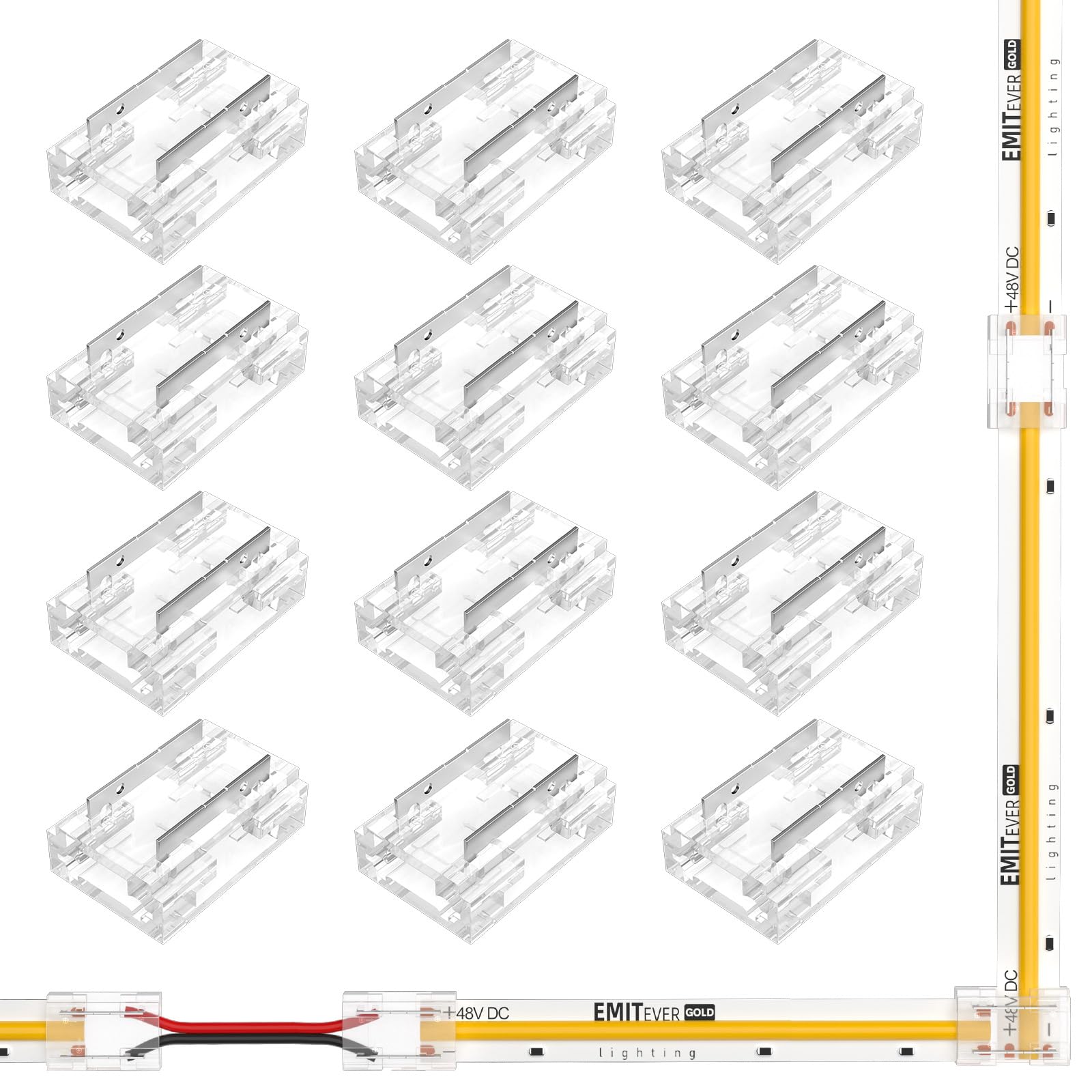 Snapklik.com : 8-in-1 LED Strip Connectors 12pcs, 2 Pin 10mm COB Tape ...