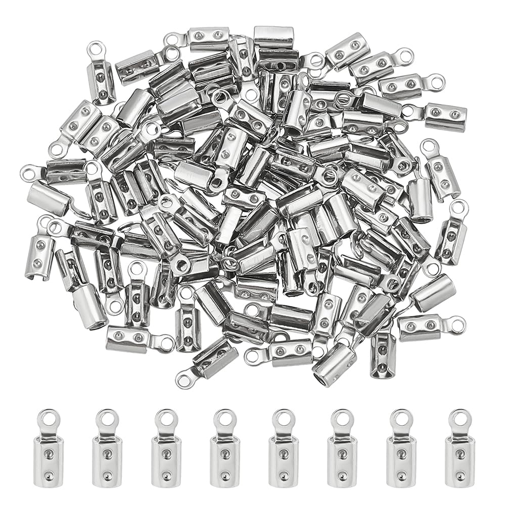 UNICRAFTALE 100pcs Folding Crimp Ends Crimps Ends Fold Over Cord Ends 2 ...