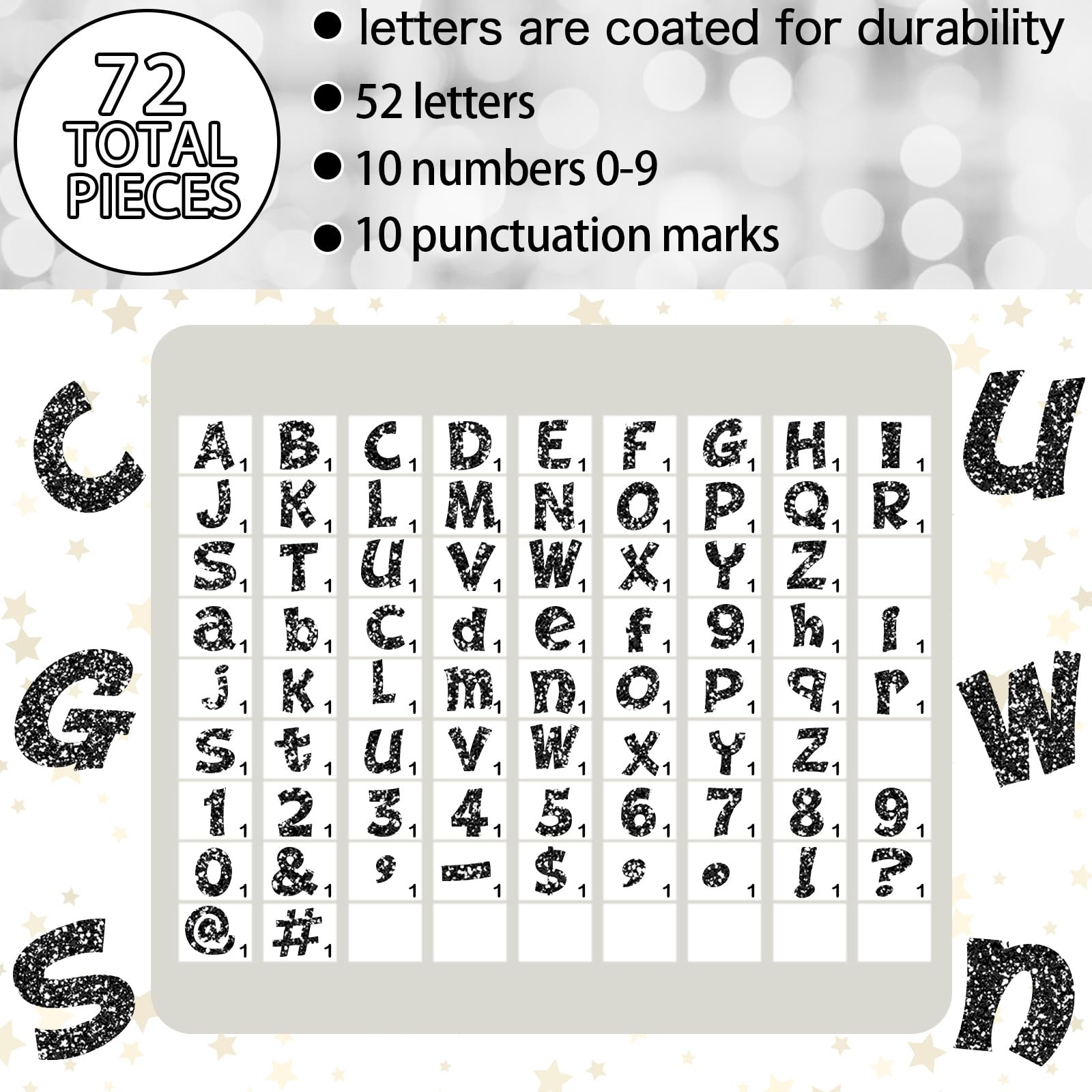 Snapklik.com : 72 Pcs Glitter Cutout Bulletin Board Letters For ...