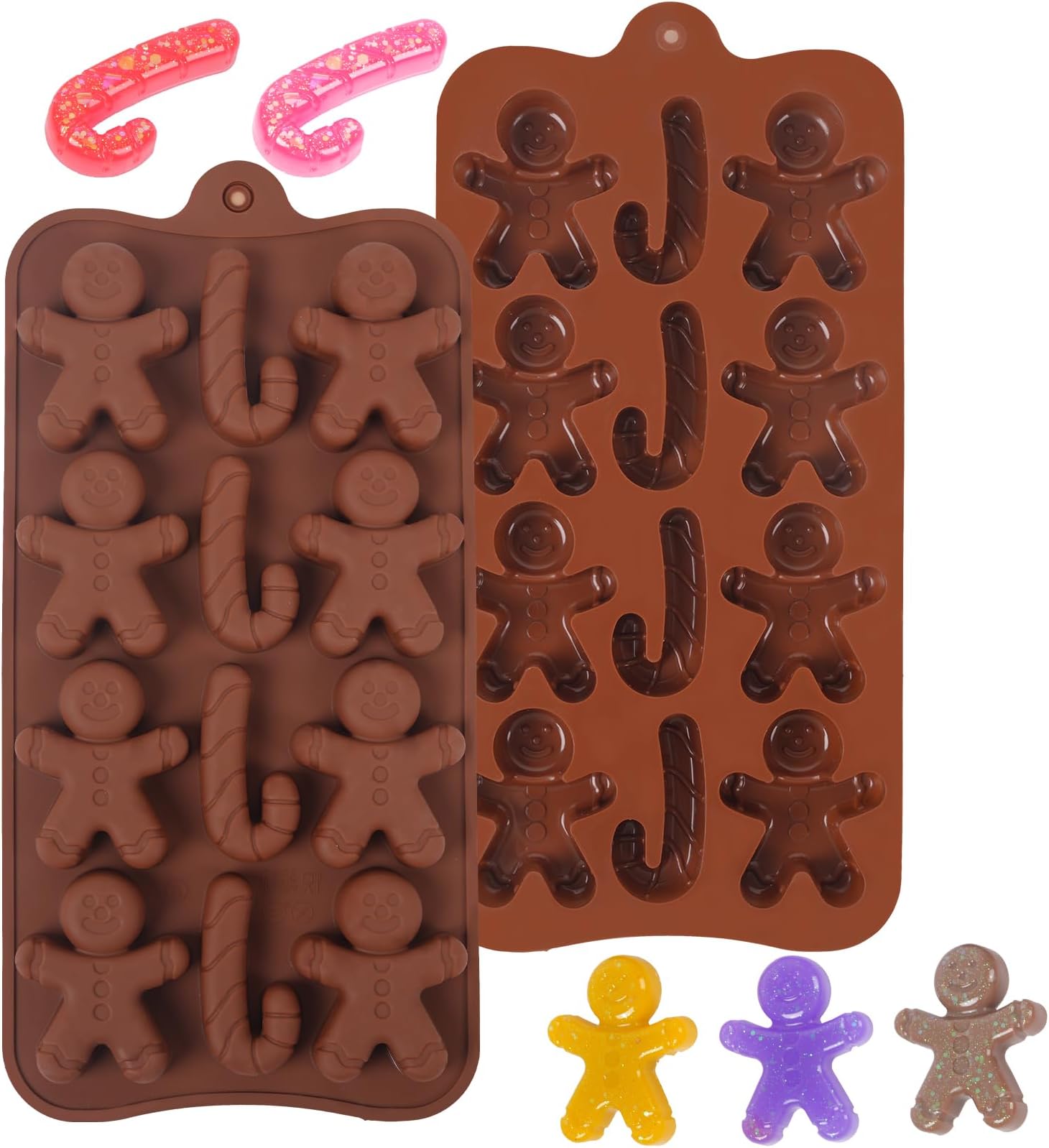 Amazon.com: 2-Pack Christmas Gingerbread Man Molds - MoldFun Silicone ...