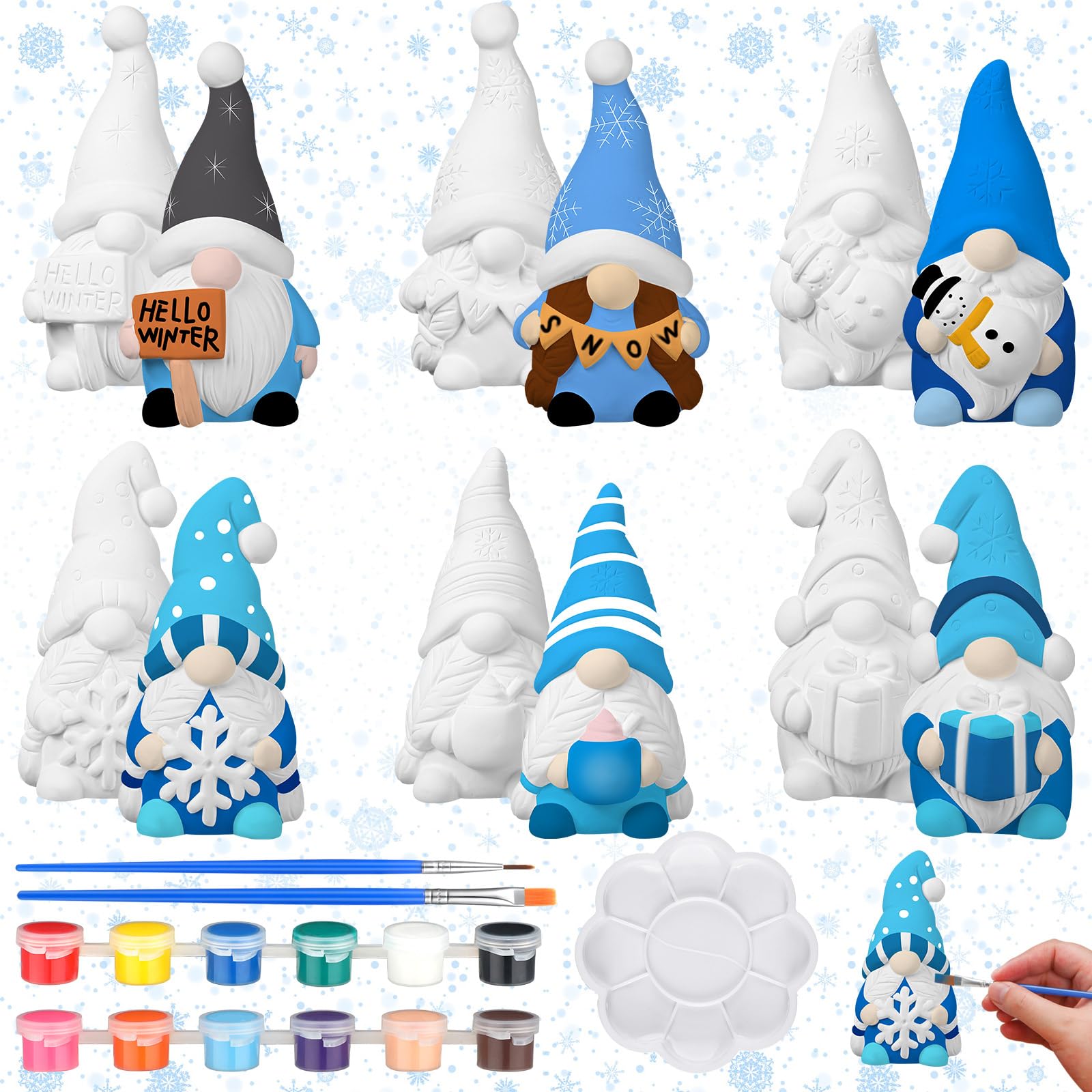 Amazon.com: CroBlissful 6 Sets Winter Gnome Paint Your Own Ceramic ...