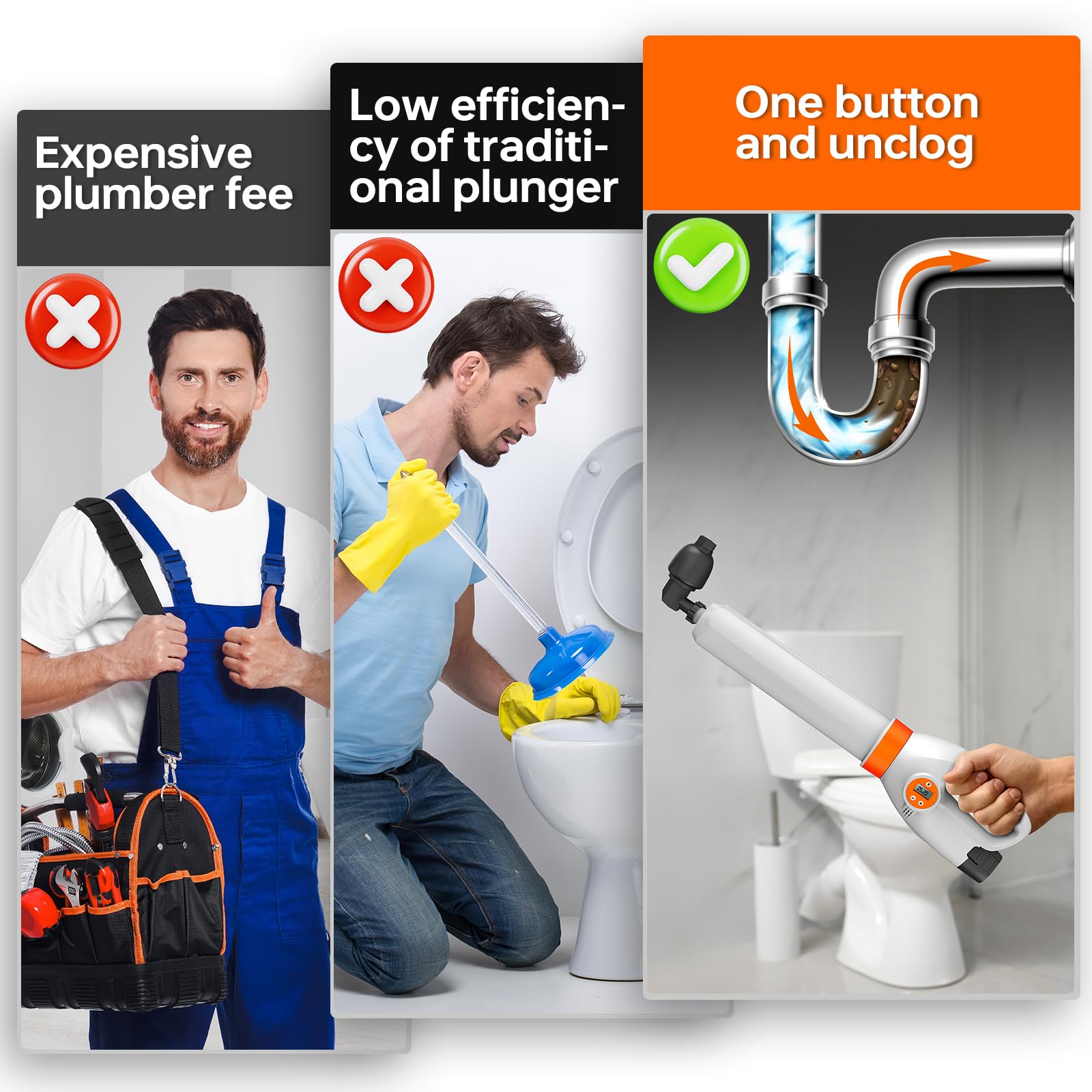 Snapklik.com : Matework Electric Toilet Plunger, High Pressure Plunge ...