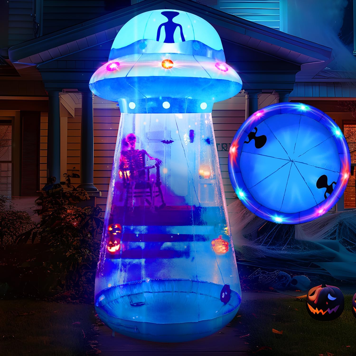 Amazon.com: Joiedomi 9 FT Tall Halloween Inflatable UFO Outdoor Decoration, Blow Up Blue Flat ...