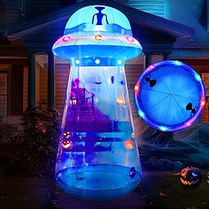 Amazon.com: Joiedomi 9 FT Tall Halloween Inflatable UFO Outdoor Decoration, Blow Up Blue Flat ...