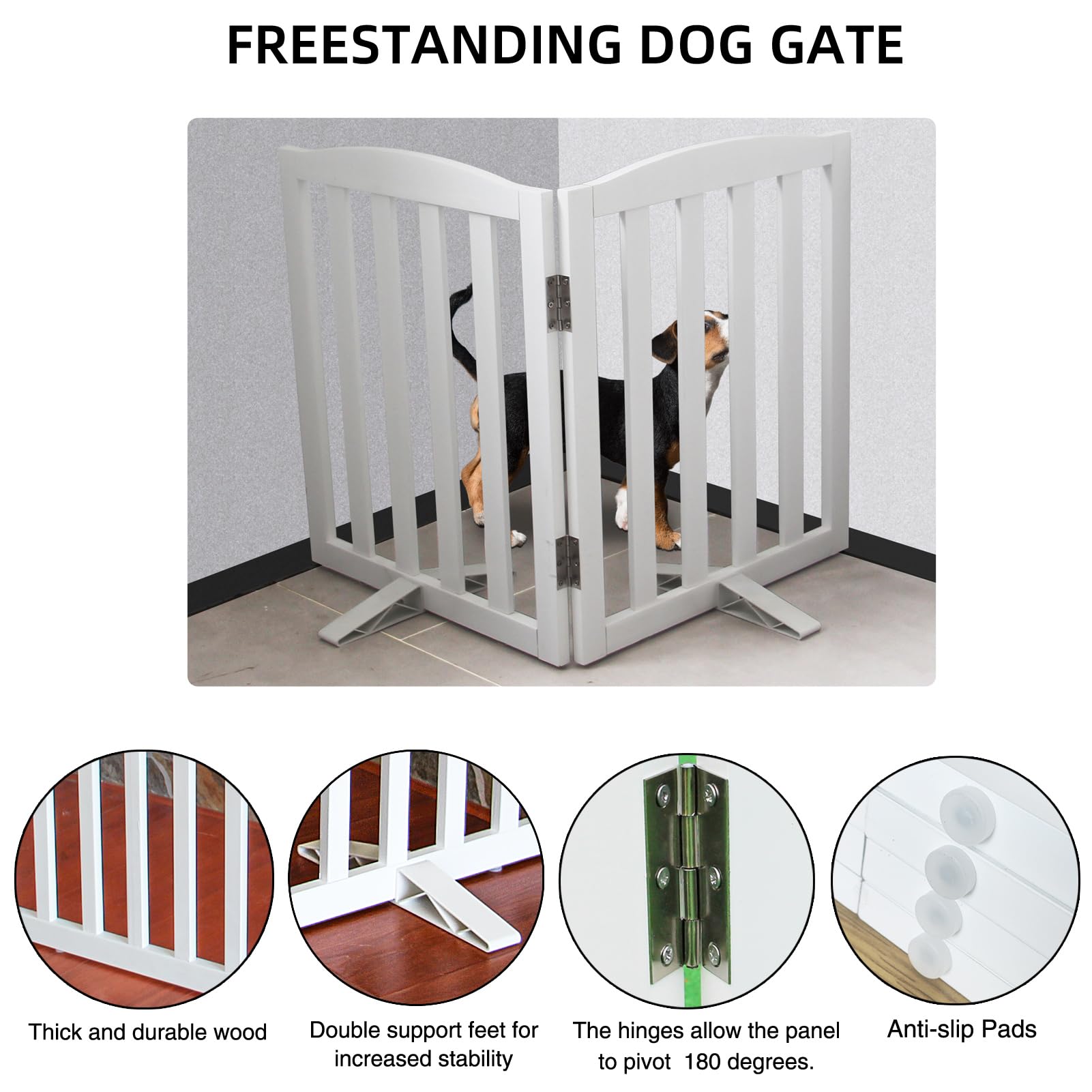 Snapklik.com : SFJC Freestanding Dog Gate Indoor, Foldable Dog Gates ...