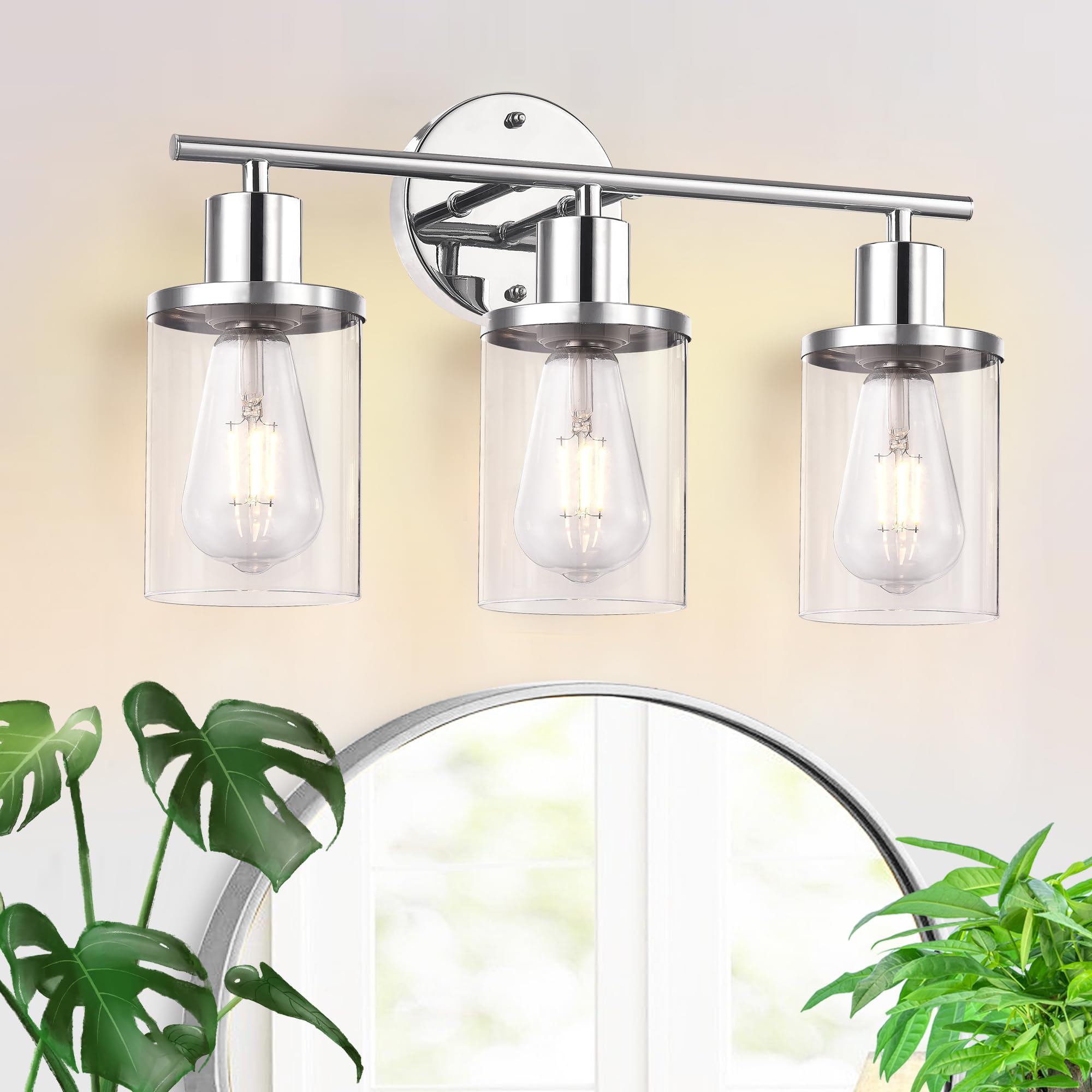 Brushed Nickel Bathroom Light Fixtures 3-Light vanity lights Bathroom ...