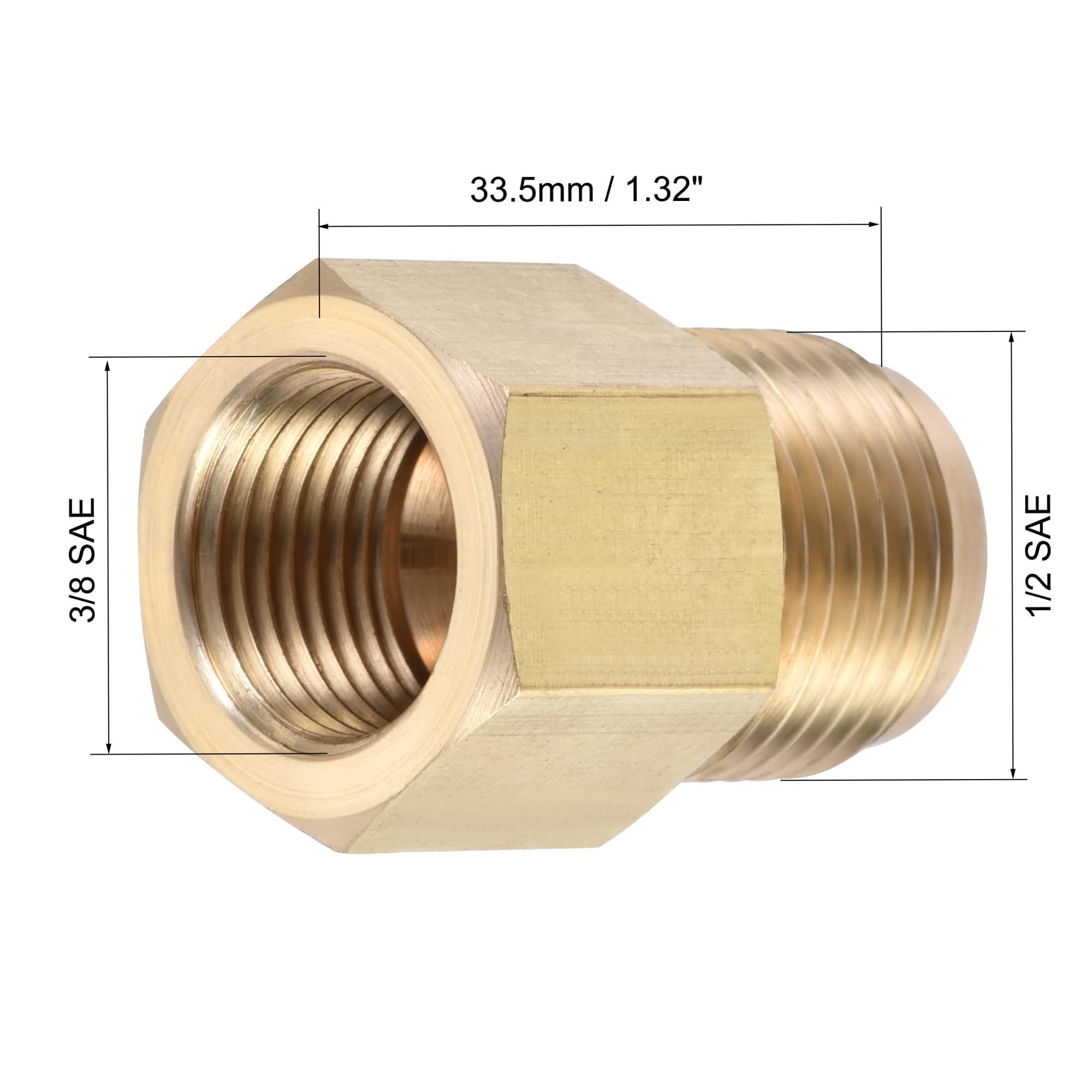 Snapklik.com : Brass Pipe Fitting, 1/2 SAE Flare Male 3/8 SAE Female ...