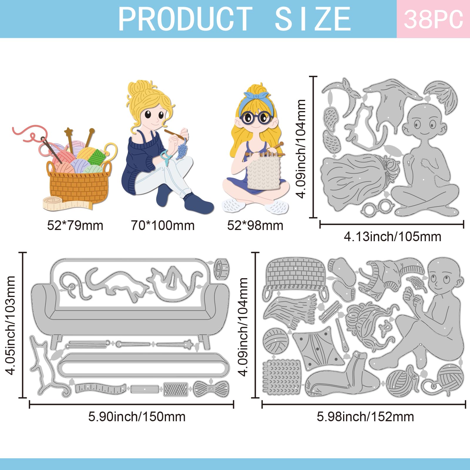 Snapklik.com : Lady Knitting Cutting Dies For DIY Scrapbooking Metal ...