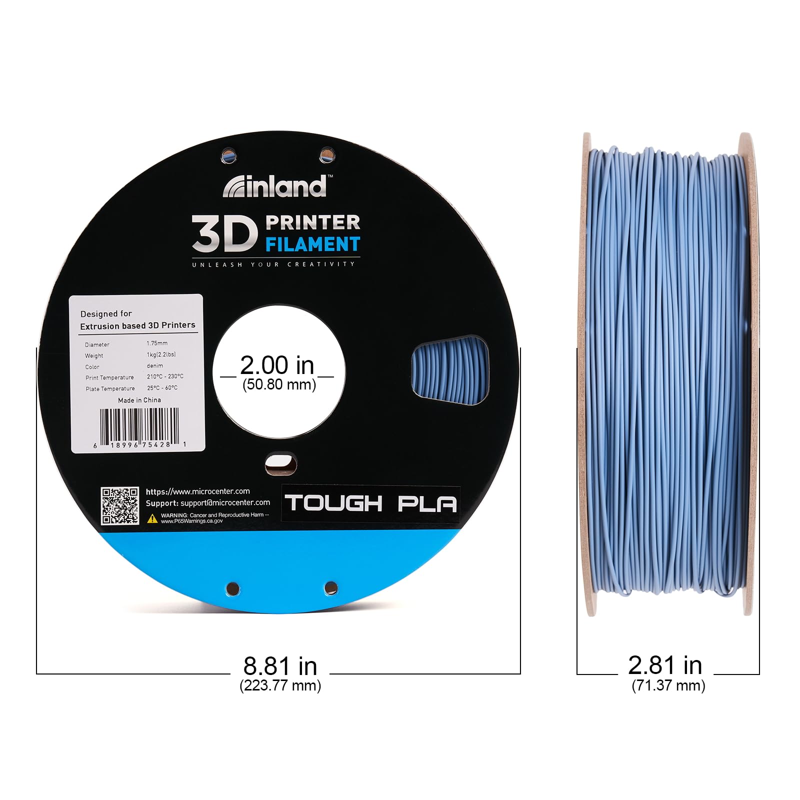 Snapklik.com : INLAND Micro Center Tough PLA 3D Printer Filament 1.75mm ...