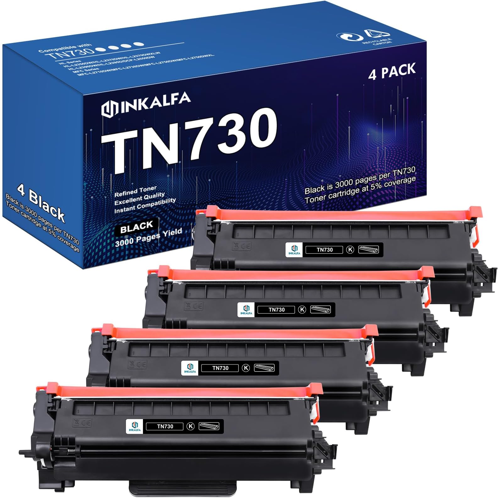 Inkalfa Compatible TN730 Toner Cartridge: Replacement for Brother TN760 ...