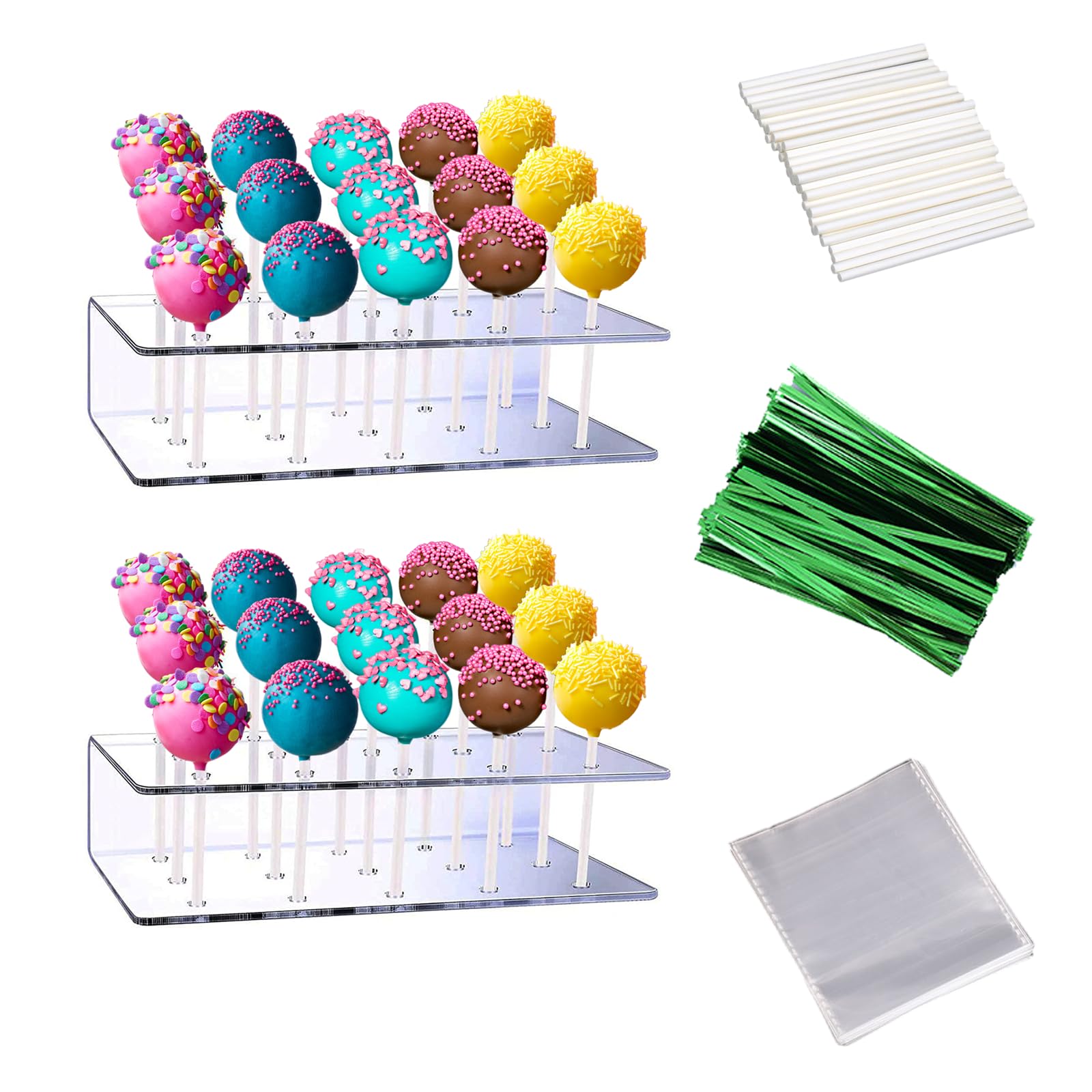 Amazon.com | Aongch 2PCS Cake Pop Display Stand with 300 PCS Cake Pop ...
