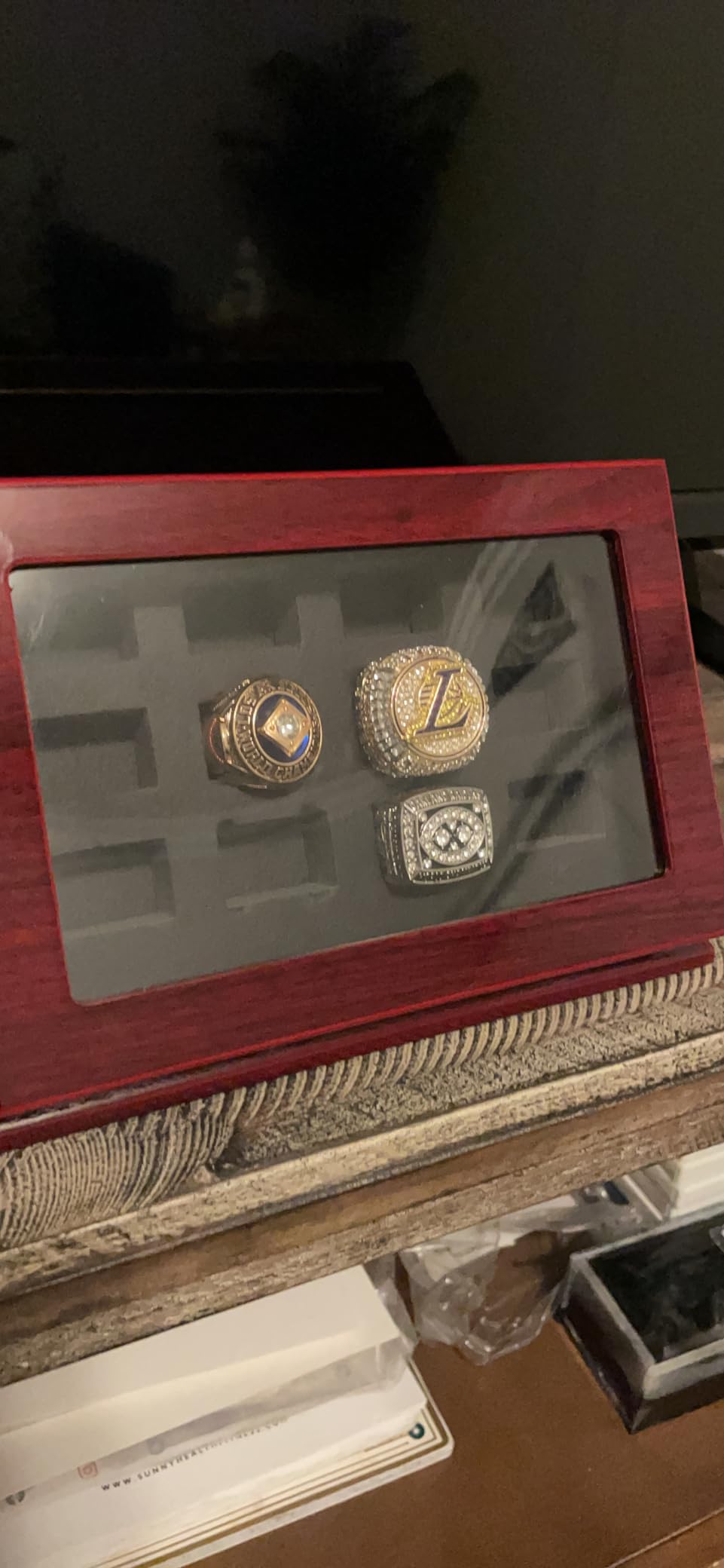 Amazon.com: joyibay Championship Ring Wooden Display Case, 12-Slot ...