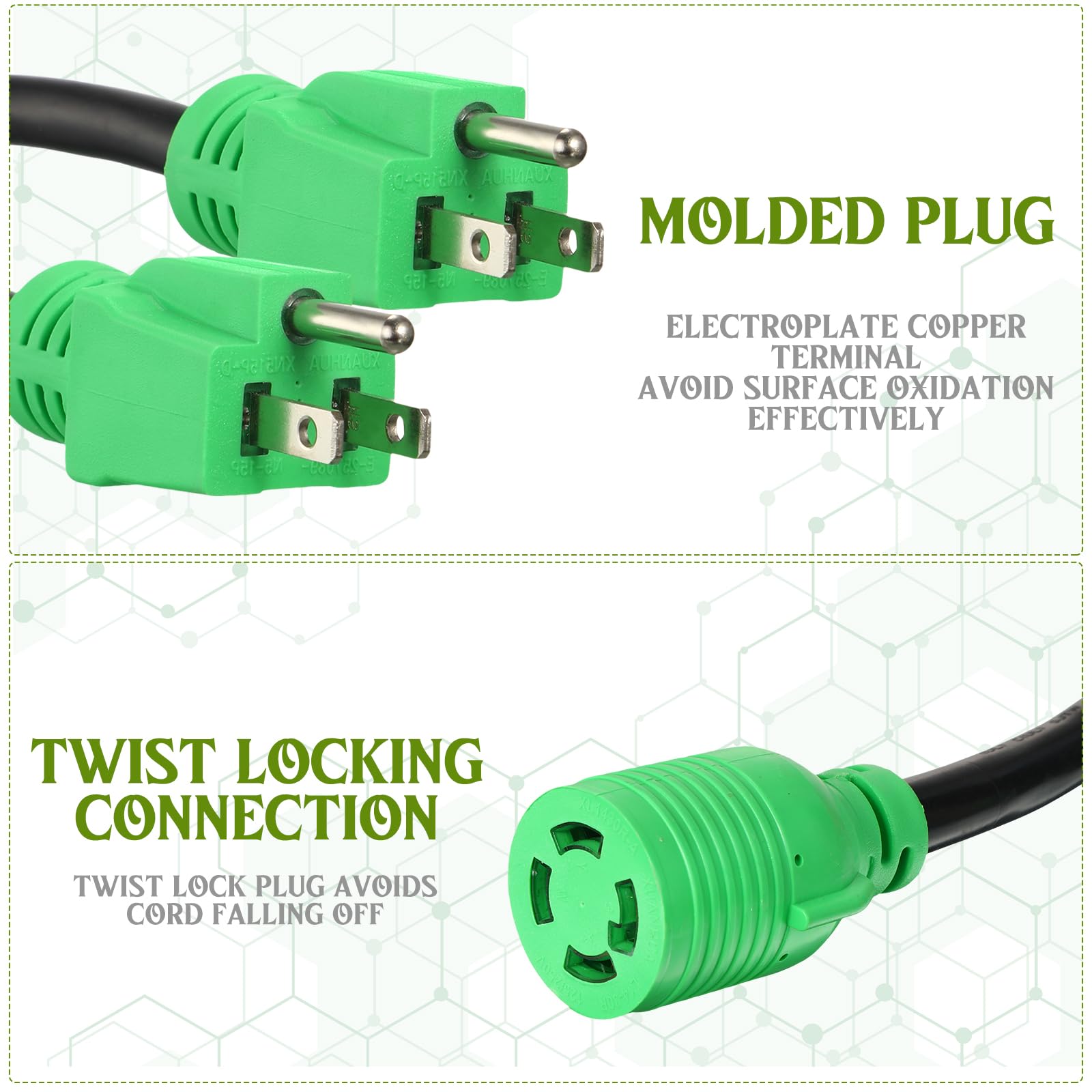 Tellegloww 2X 5-15P to L14-30R Twist Locking Generator Y Adapter Cord ...
