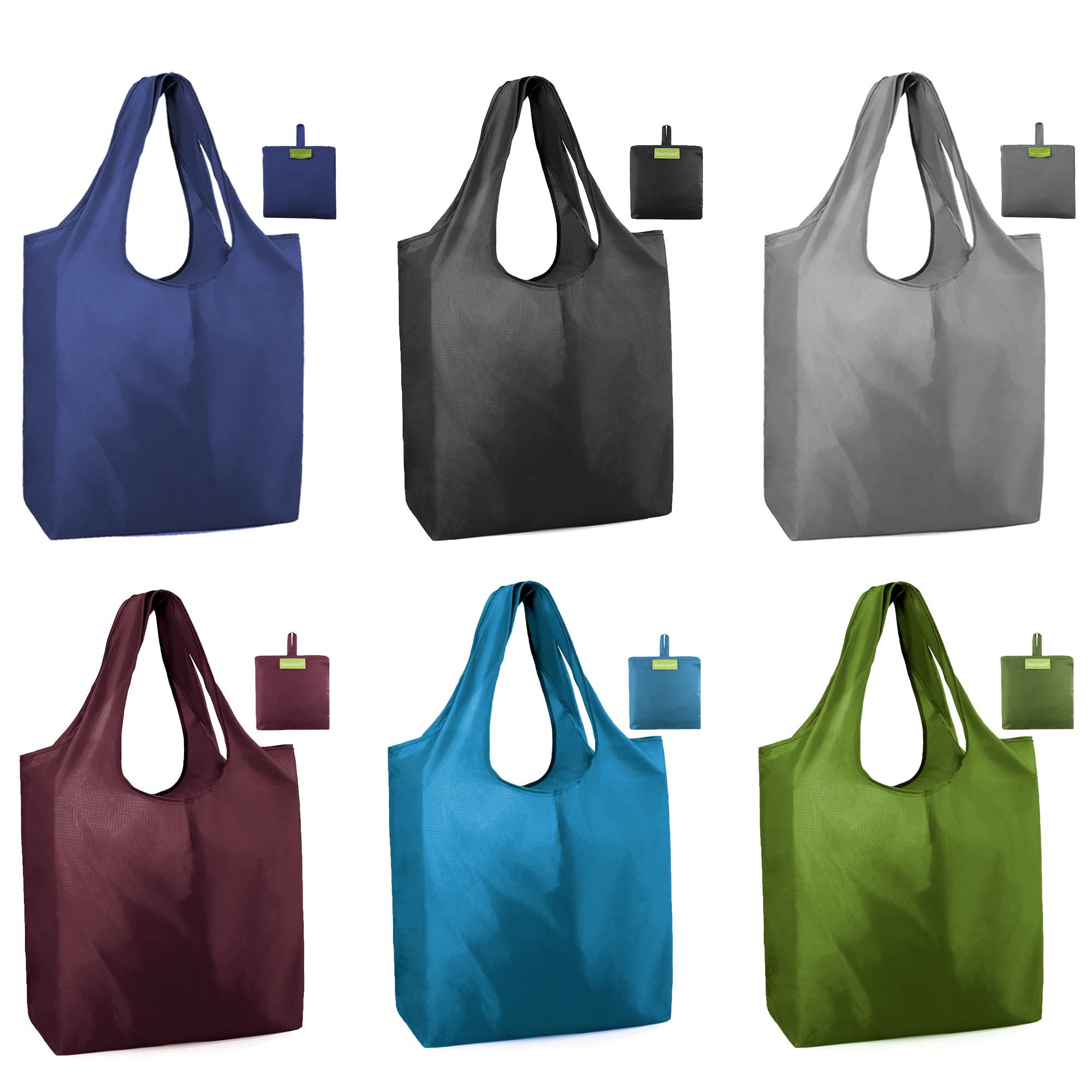Amazon.com: BeeGreen Reusable Grocery Bags 6 Pack Bulk Reusable ...