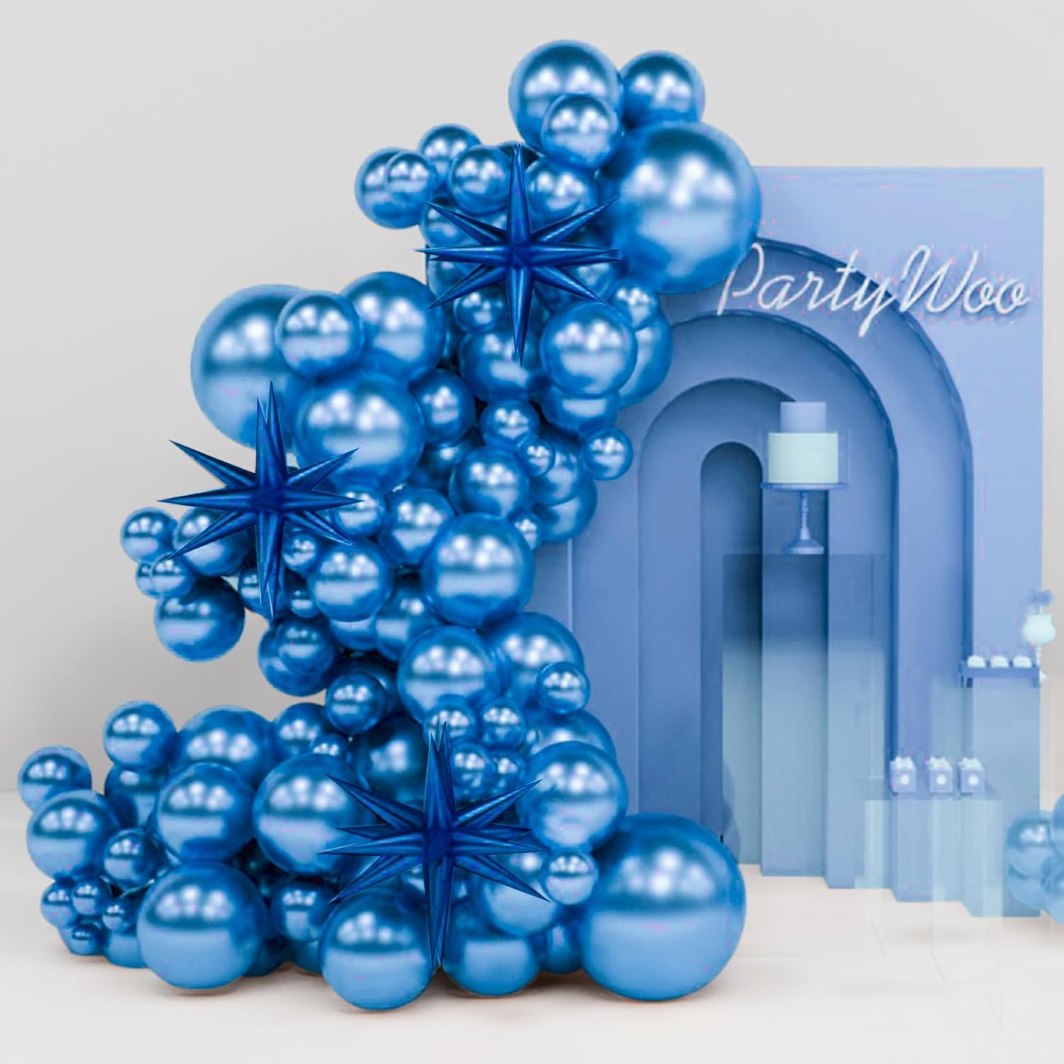 Amazon.com: PartyWoo Metallic Blue Balloons, 110 pcs 22 Inch Star ...